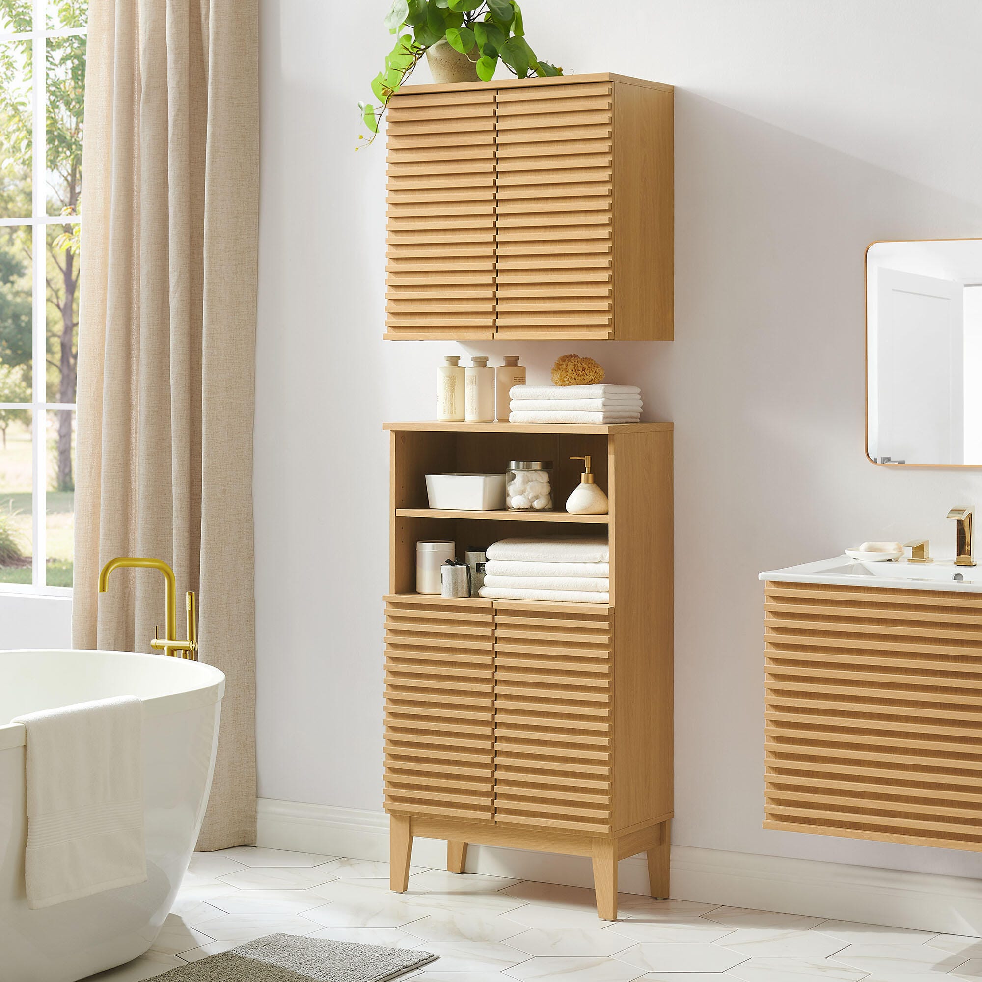 Click here for Modway Render Bathroom Cabinet Set  Oak prices