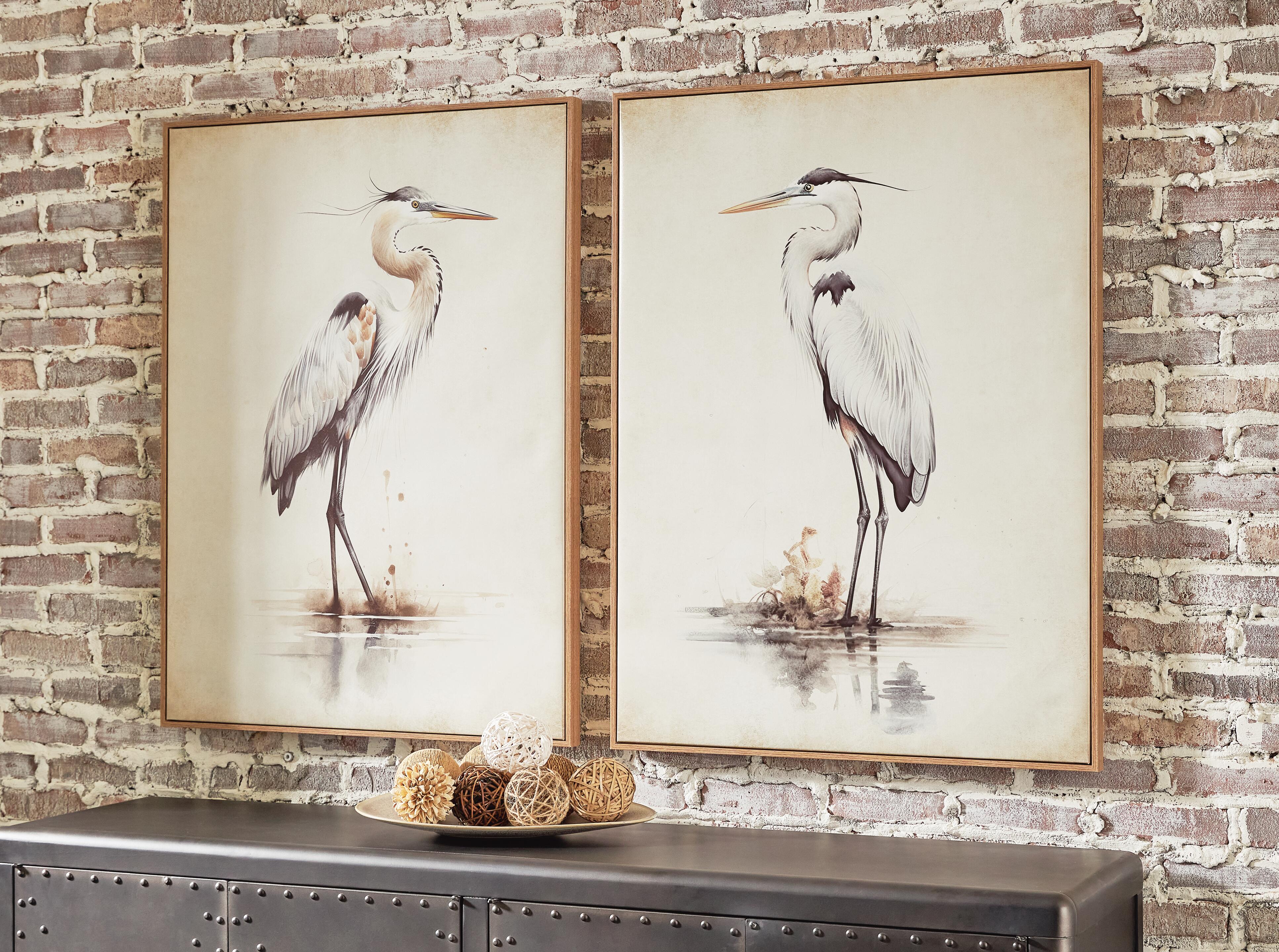 Click here for Aubinell Herons Wall Art (Set of 2)  Beige prices