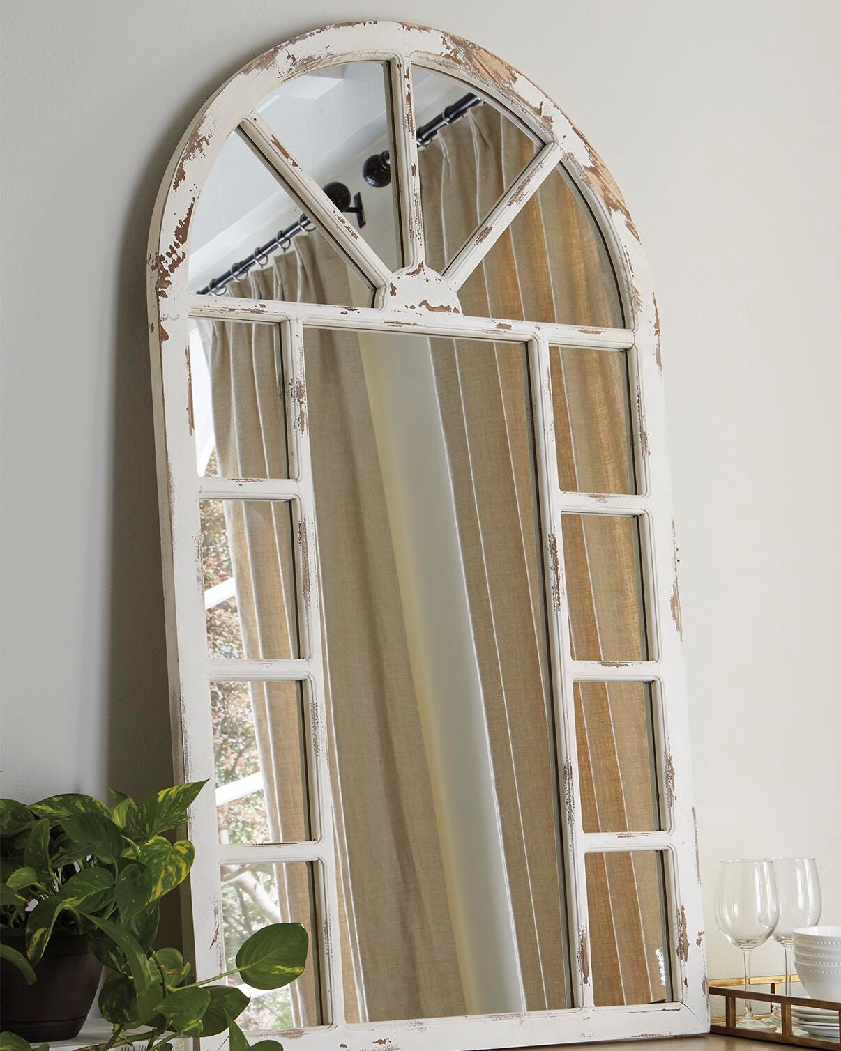 Click here for Divakar Wood Accent Mirror   Antique White prices