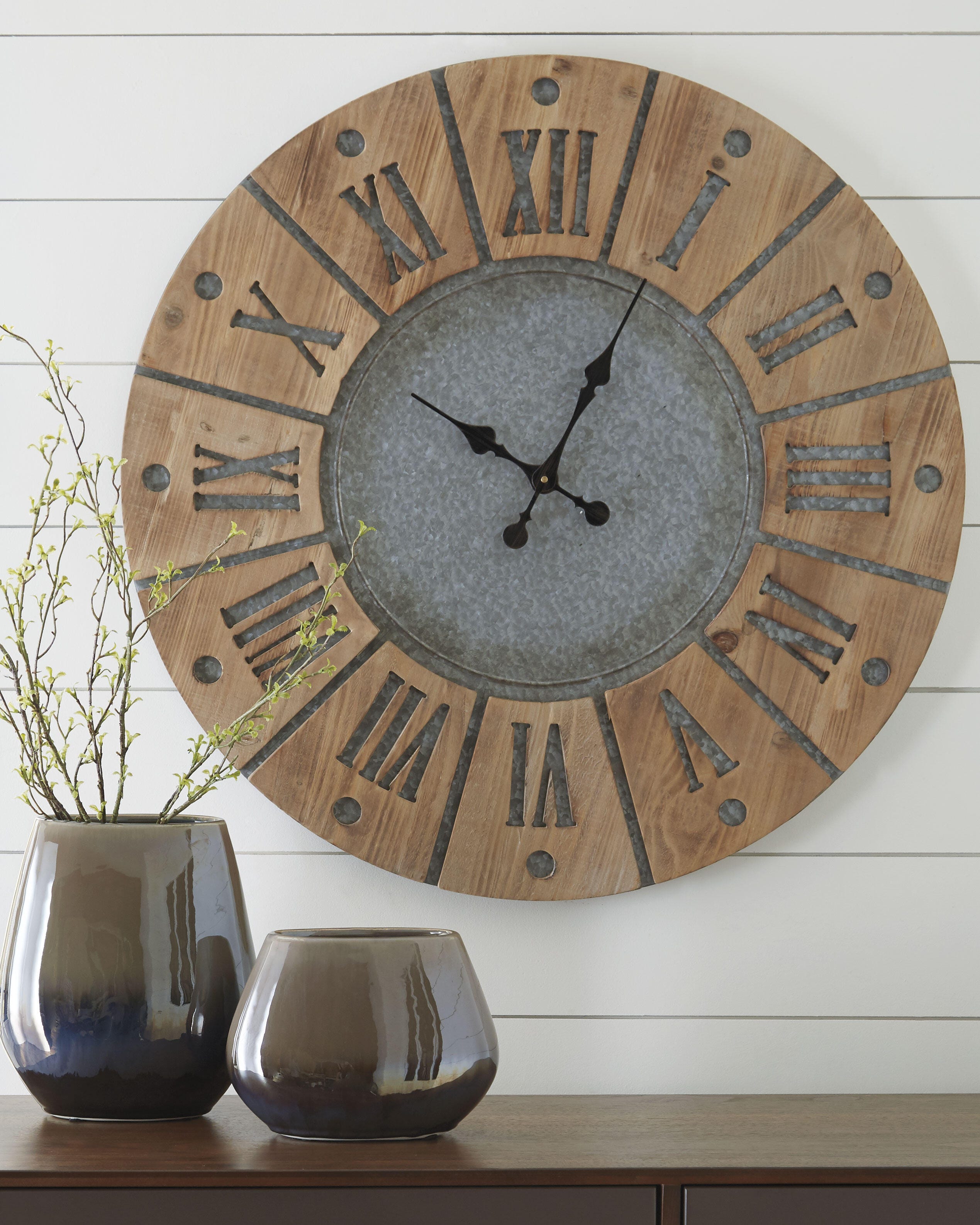 Click here for Payson Natural Wood Wall Clock  Antique Gray/Natur... prices