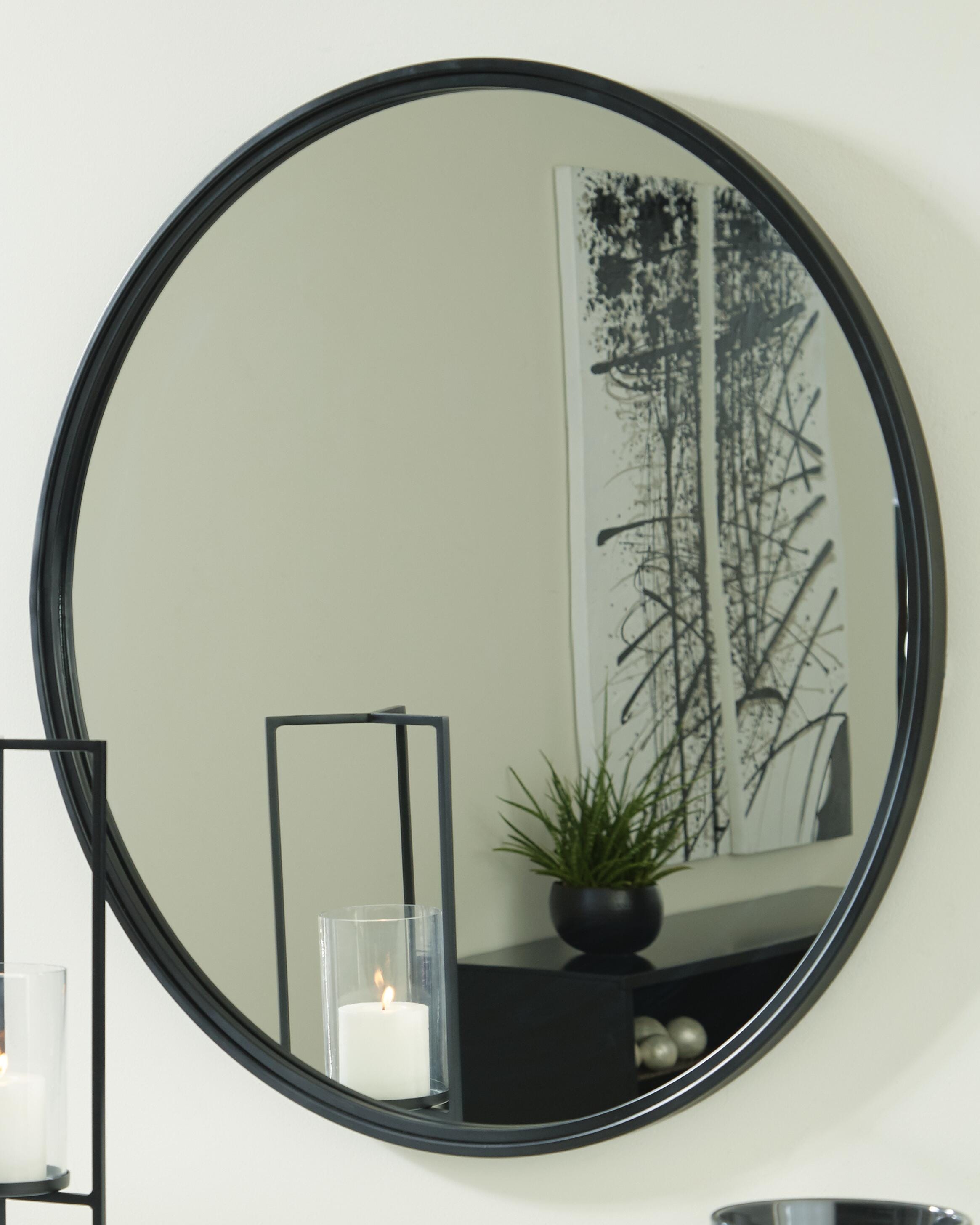 Click here for Brocky Round Accent Mirror  Black prices
