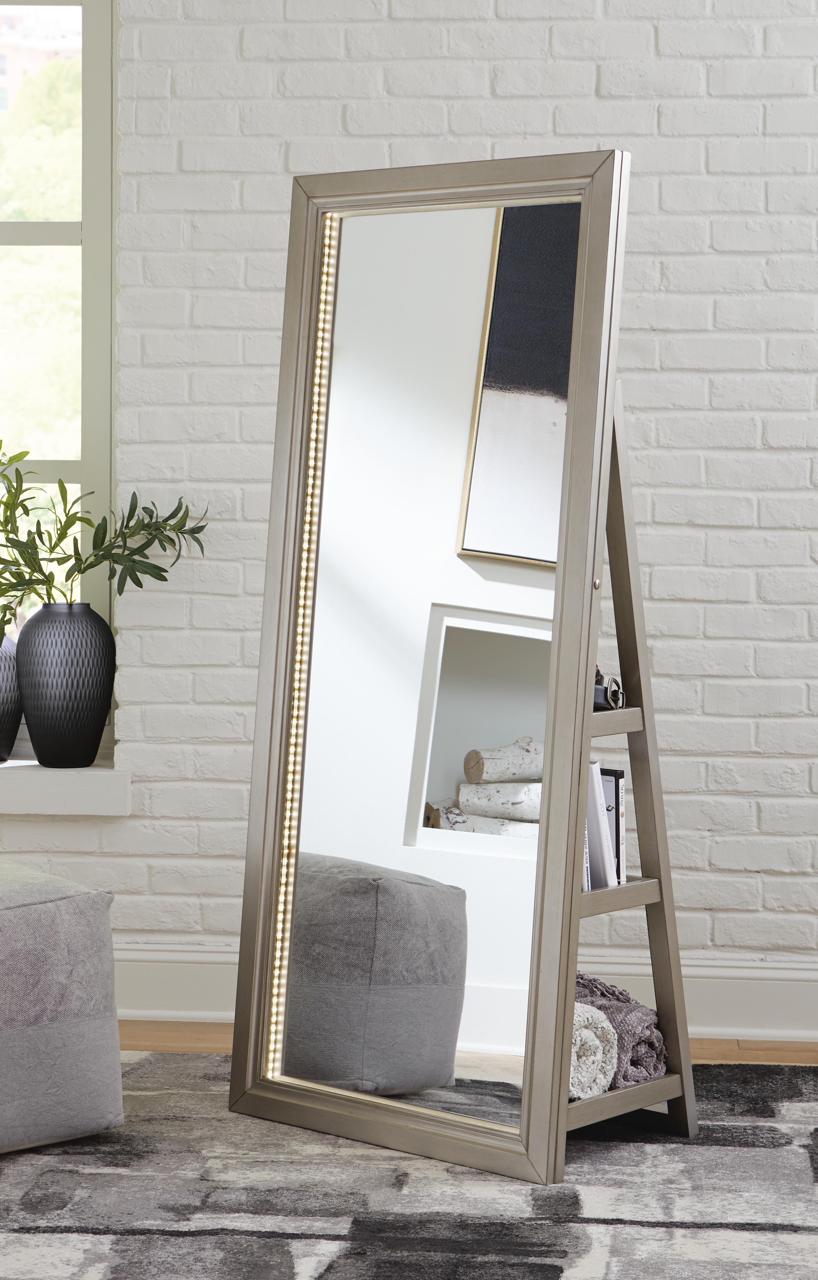 Click here for Evesen Floor Standing Mirror with Storage  Champag... prices