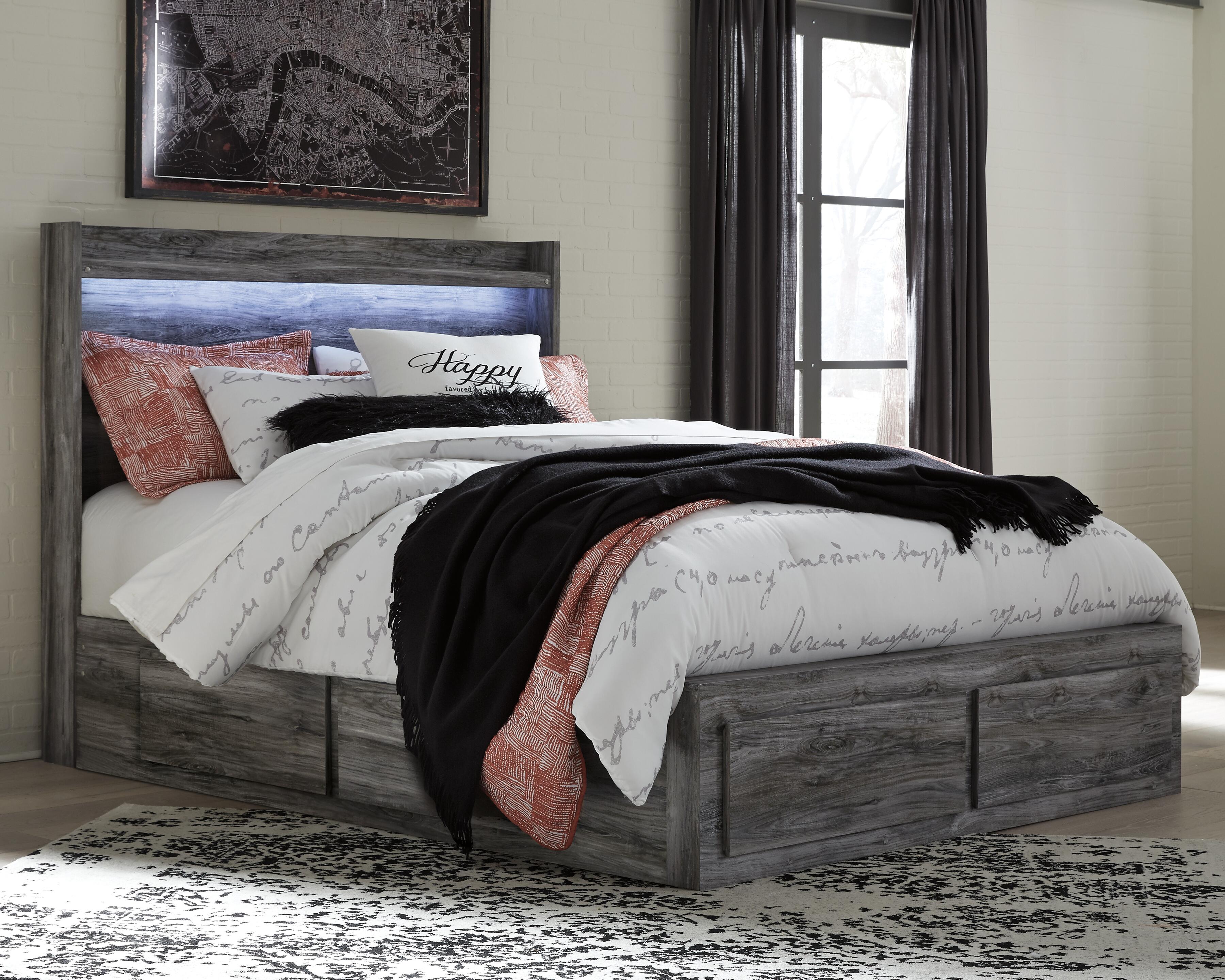 Click here for Baystorm Queen Panel Bed with 4 Storage Drawers  G... prices