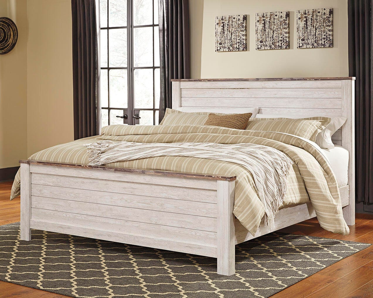 Click here for Willowton King Panel Bed  Whitewash prices