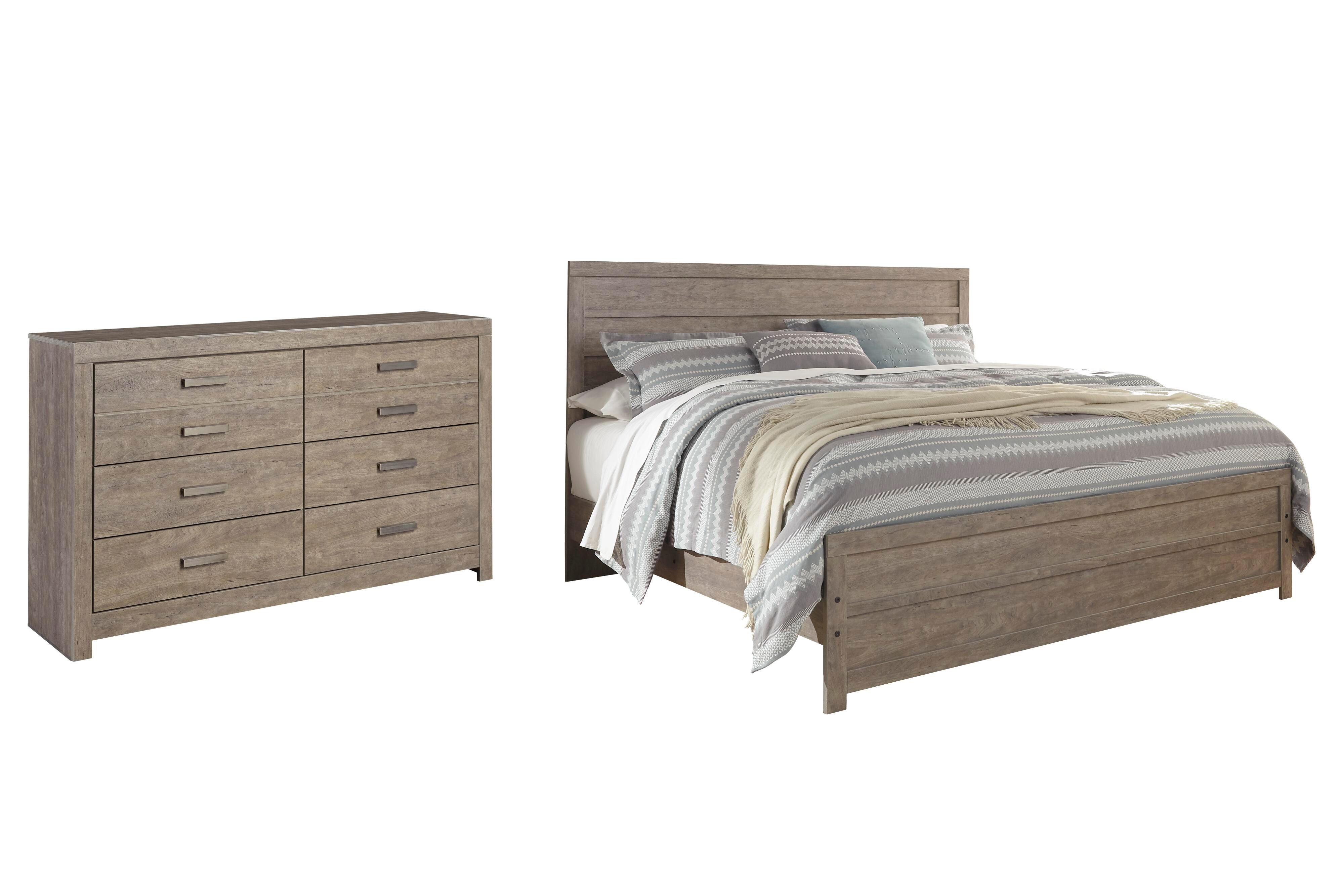 Click here for Culverbach King Panel Bed with Dresser  Gray prices