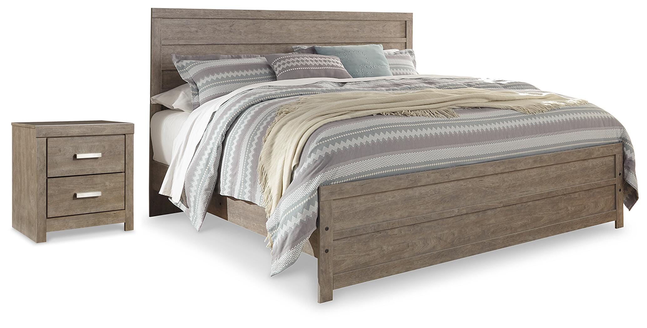 Click here for Culverbach King Panel Bed and Nightstand  Gray prices