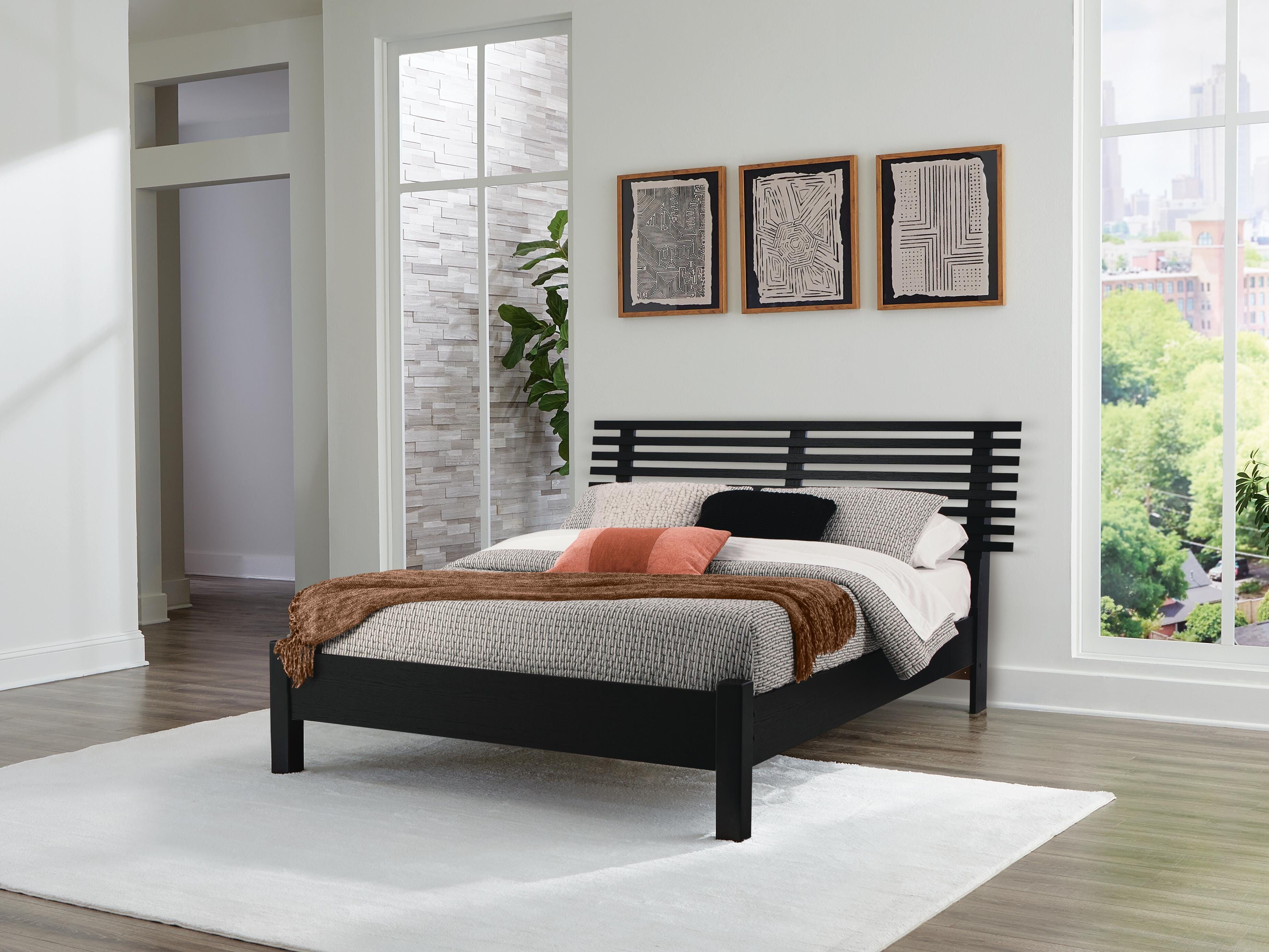 Click here for Danziar Queen Slat Panel Bed with Post Leg Footboa... prices