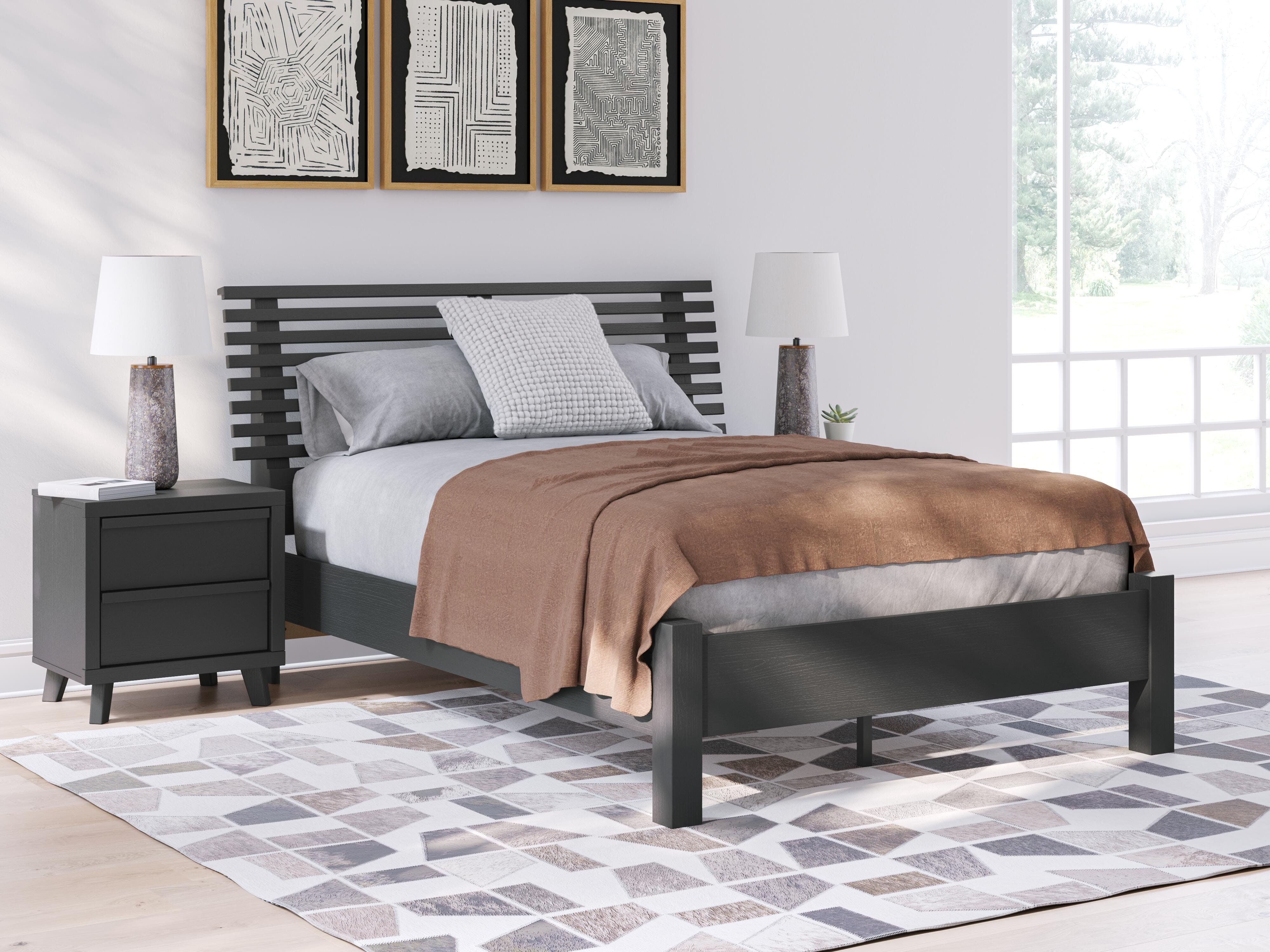 Click here for Danziar Slat Panel Bed with Post Leg Footboard  Bl... prices