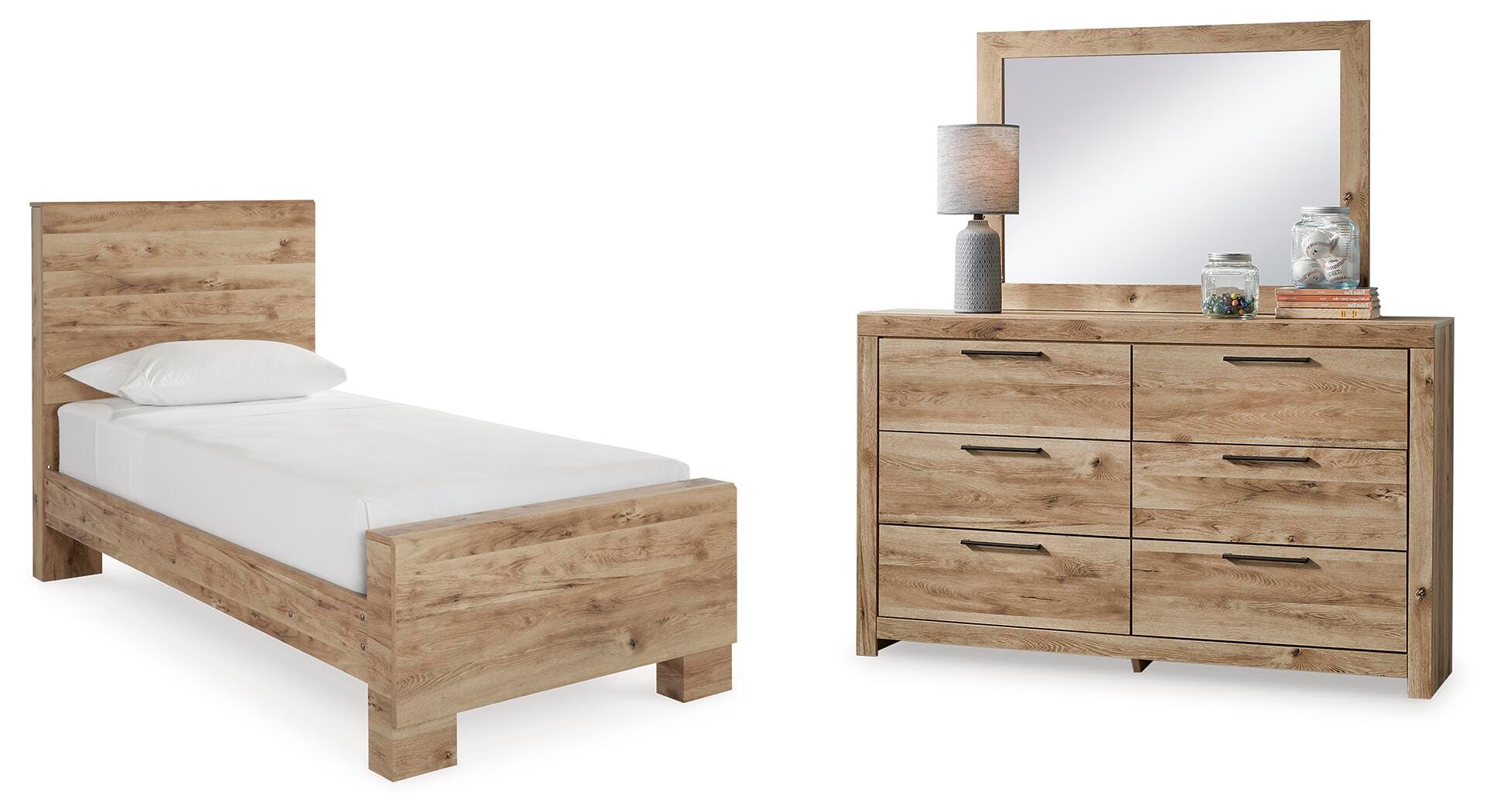Click here for Hyanna Twin Panel Bed with Mirrored Dresser  Tan B... prices