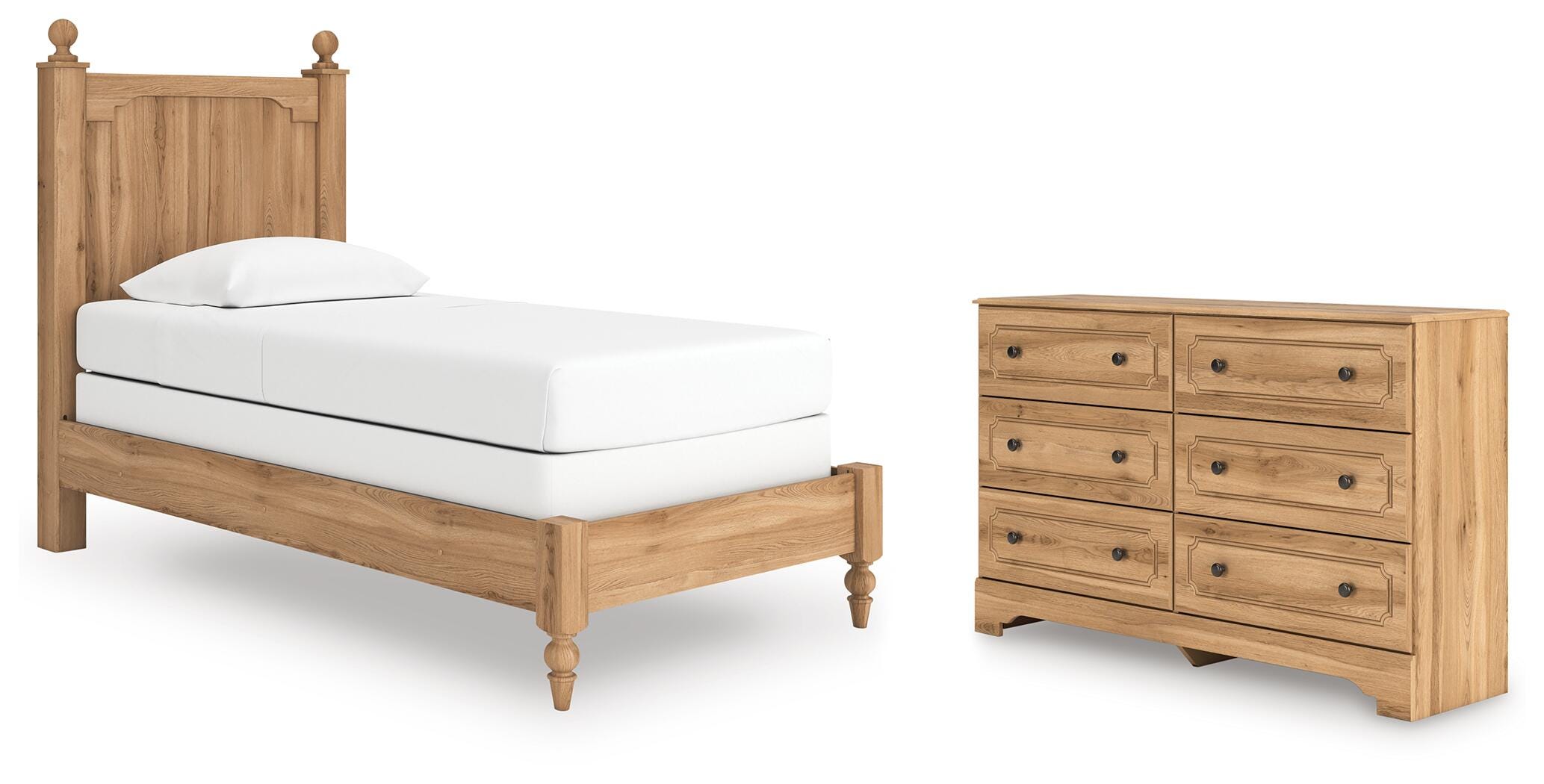 Click here for Galletyn Twin Panel Bed with Dresser  Warm Brown prices