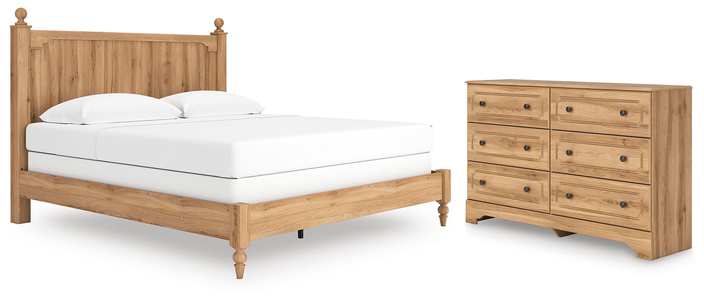 Click here for Galletyn King Panel Bed with Dresser  Warm Brown prices