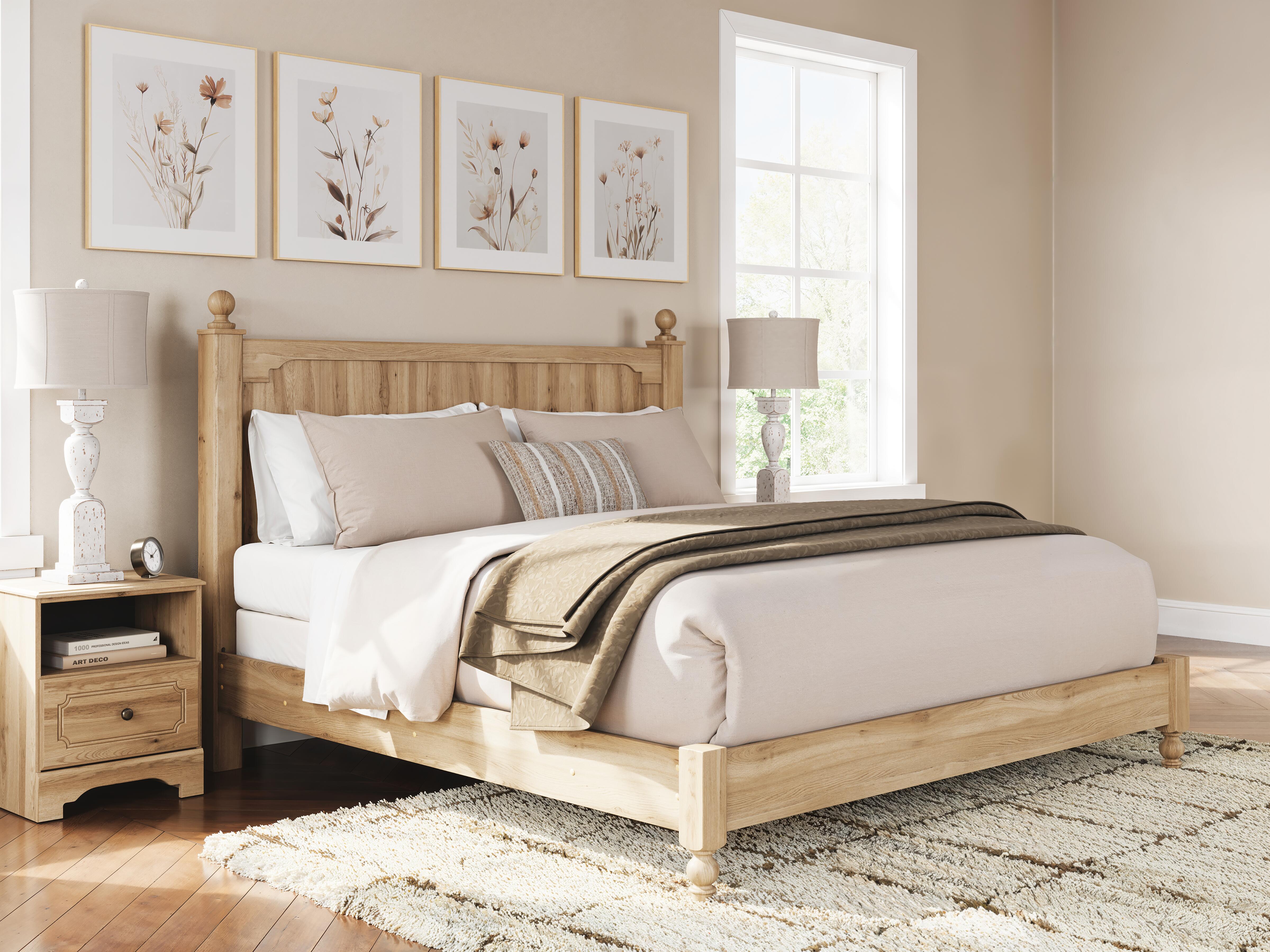 Click here for Galletyn King Panel Bed  Warm Brown prices