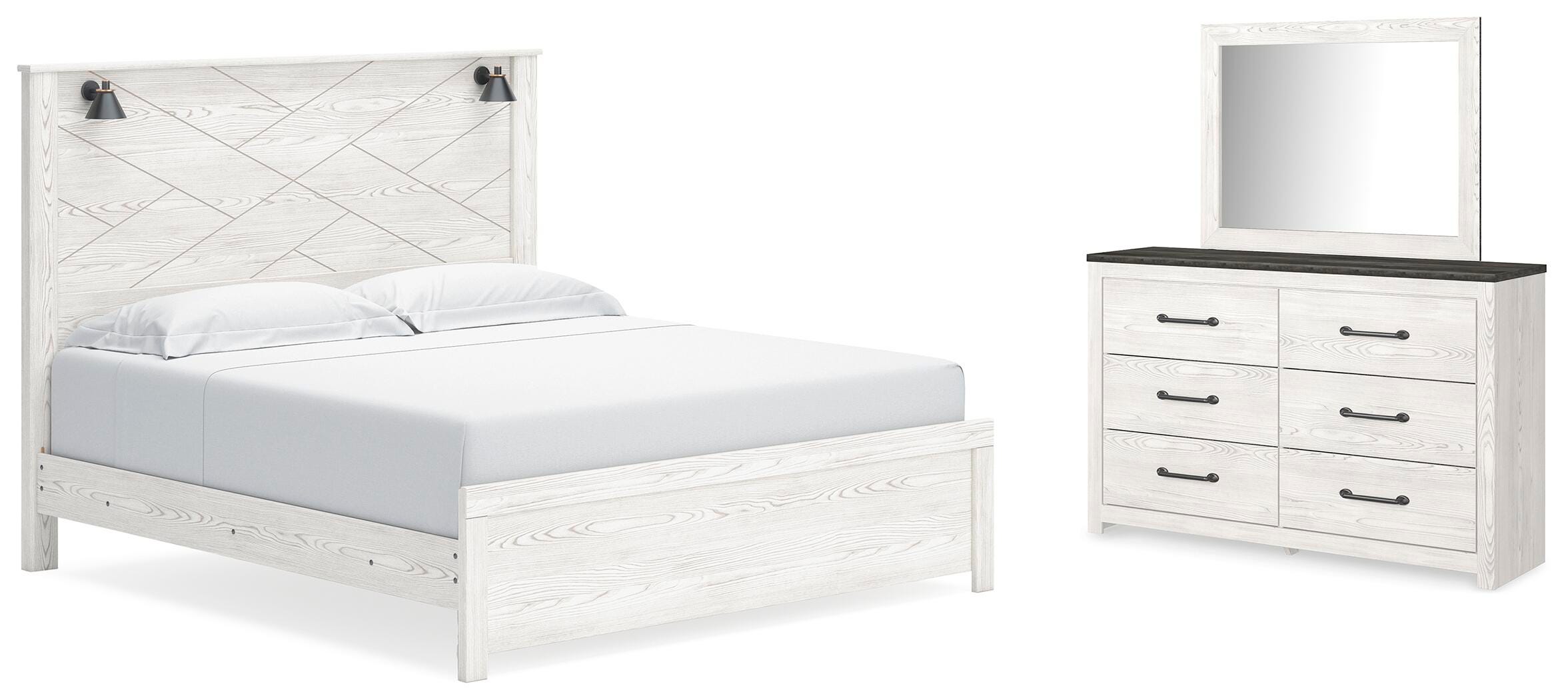 Click here for Gerridan King Panel Bed with Mirrored Dresser  Whi... prices