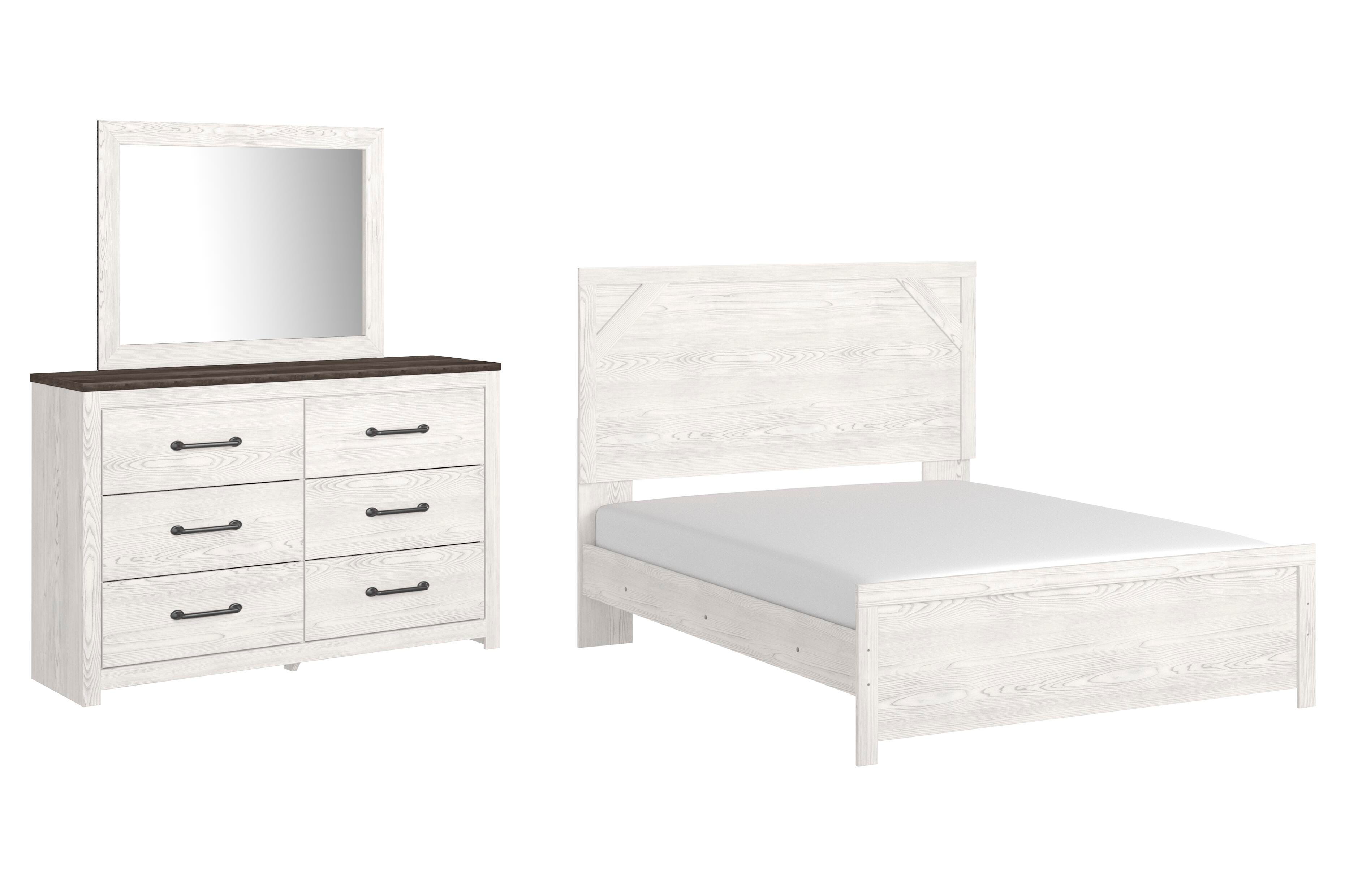 Click here for Gerridan Queen Panel Bed with Mirrored Dresser  Wh... prices