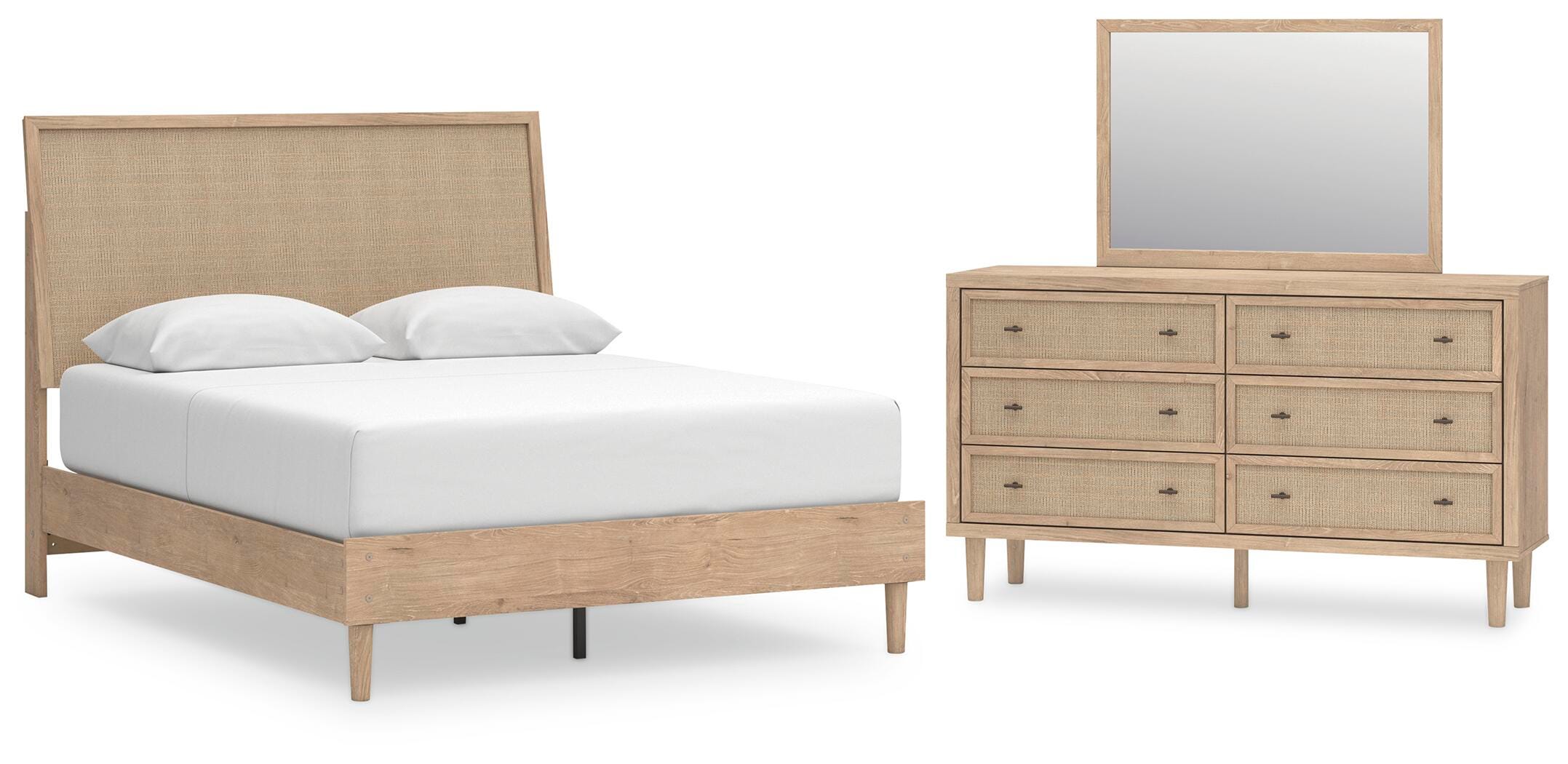 Click here for Cielden Queen Panel Bed with Mirrored Dresser  Two... prices