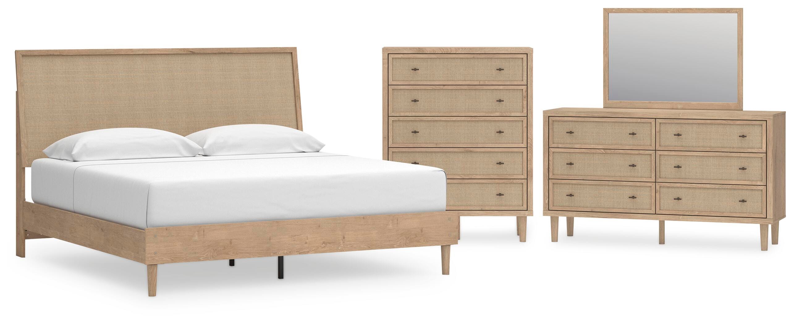 Click here for Cielden King Panel Bed with Mirrored Dresser and C... prices