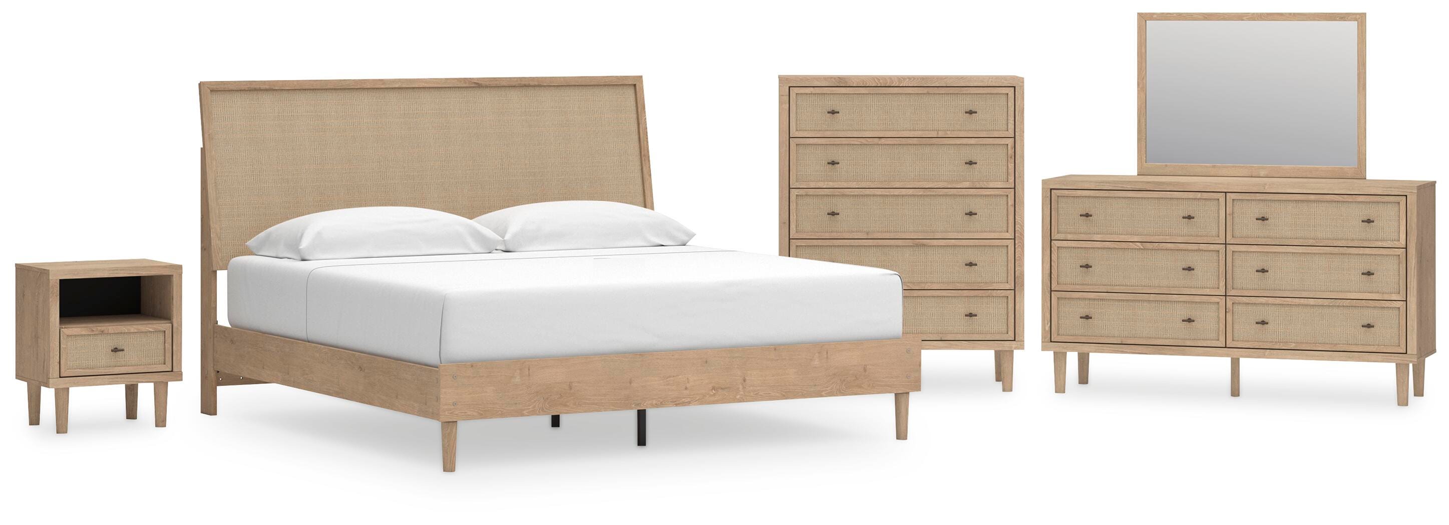 Click here for Cielden King Panel Bed with Mirrored Dresser  Ches... prices