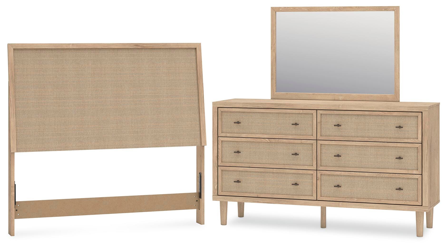 Click here for Cielden Full Panel Headboard with Mirrored Dresser... prices