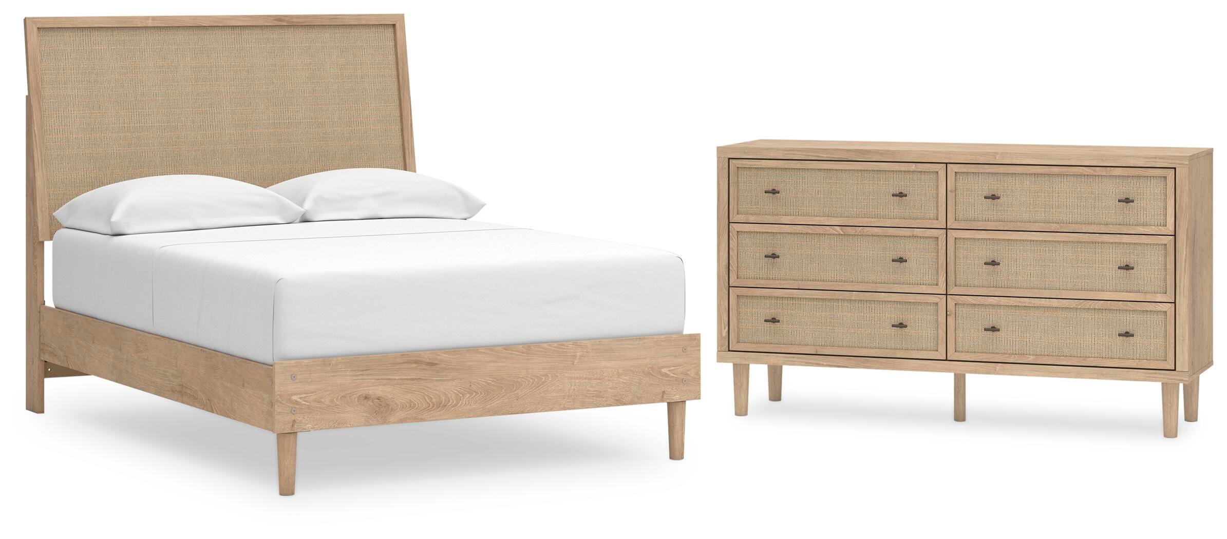 Click here for Cielden Full Panel Bed with Dresser  Two-tone prices