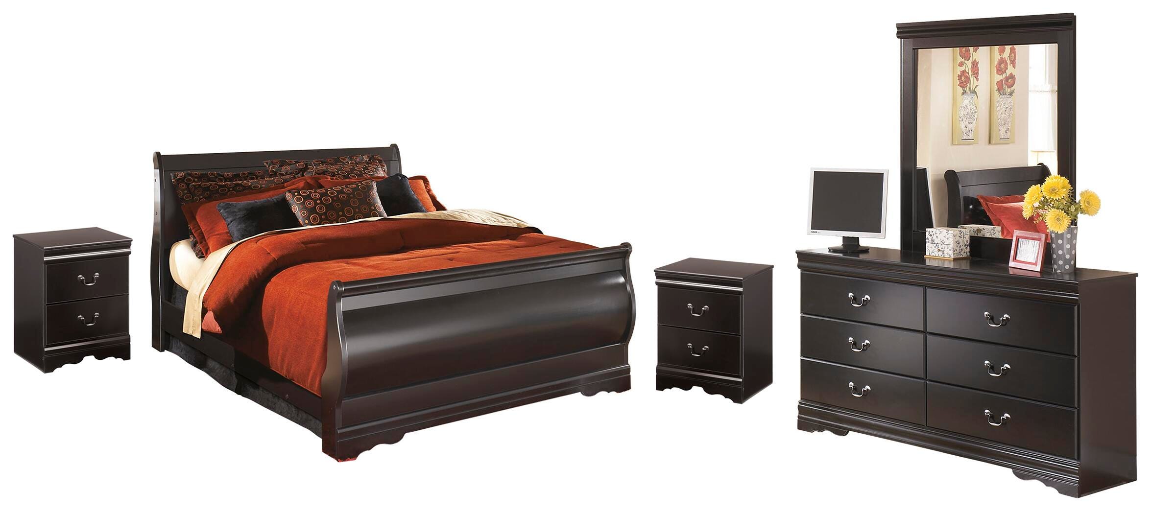 Click here for Huey Vineyard Queen Sleigh Bed with Mirrored Dress... prices