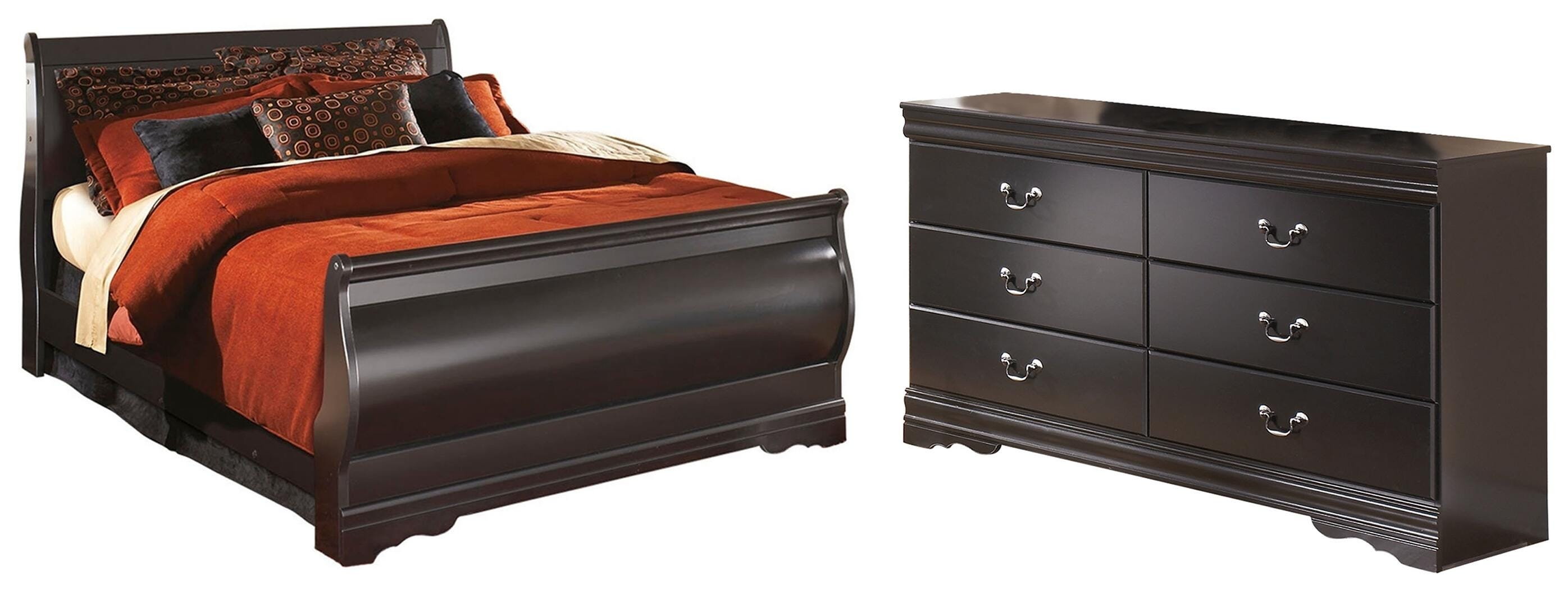 Click here for Huey Vineyard Queen Sleigh Bed with Dresser  Black prices