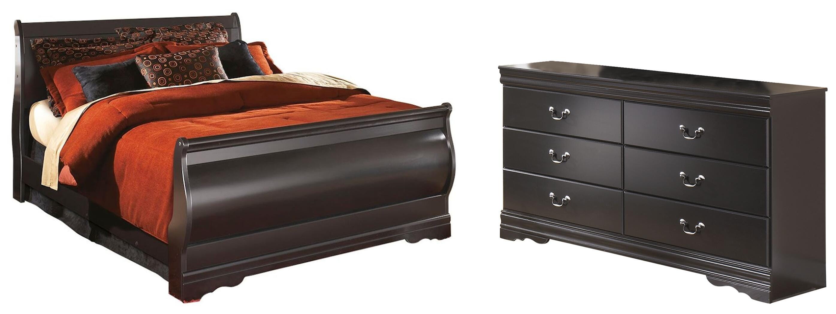 Click here for Huey Vineyard Full Sleigh Bed with Dresser  Black prices
