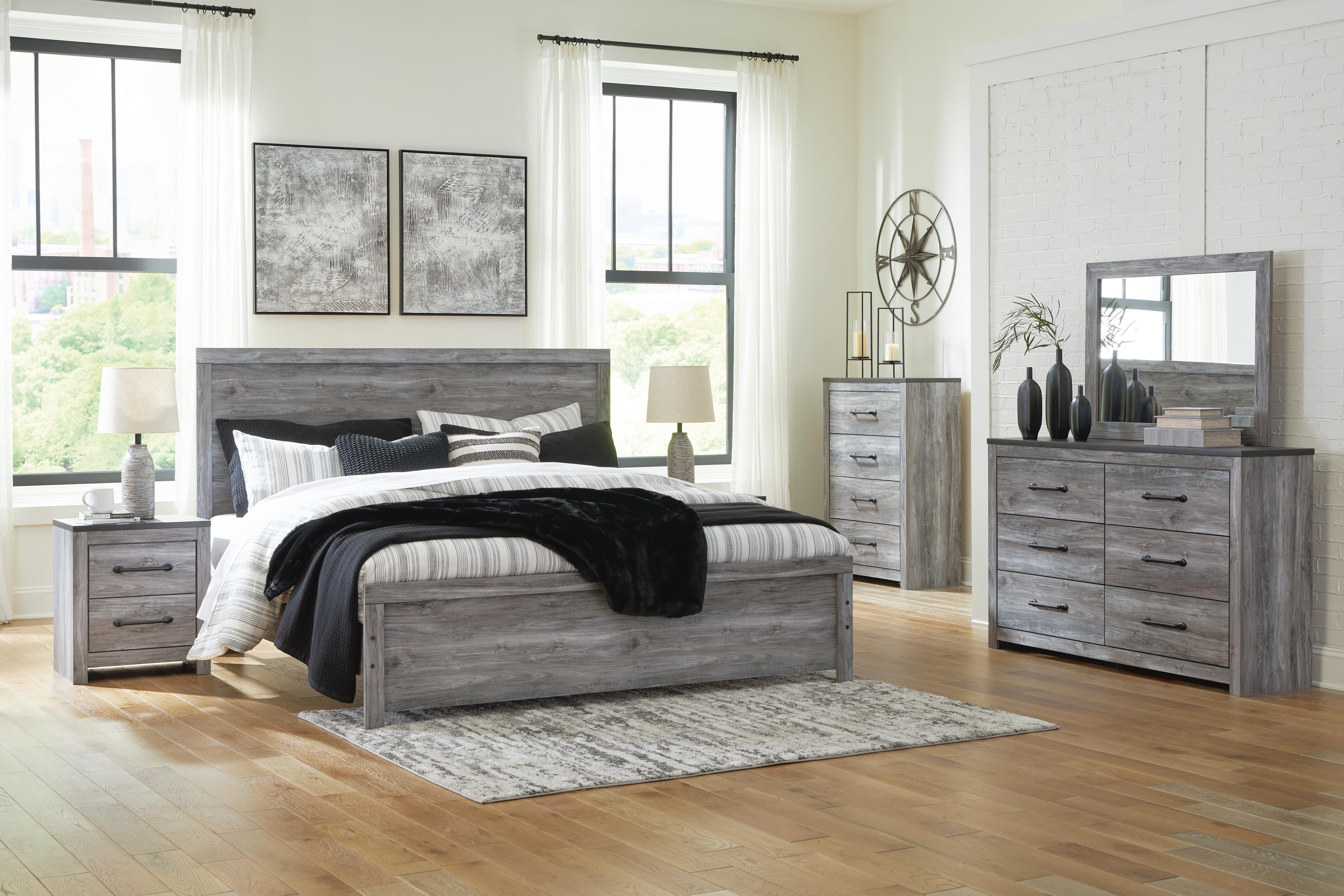 Click here for Bronyan King Panel Bed with Mirrored Dresser  Ches... prices