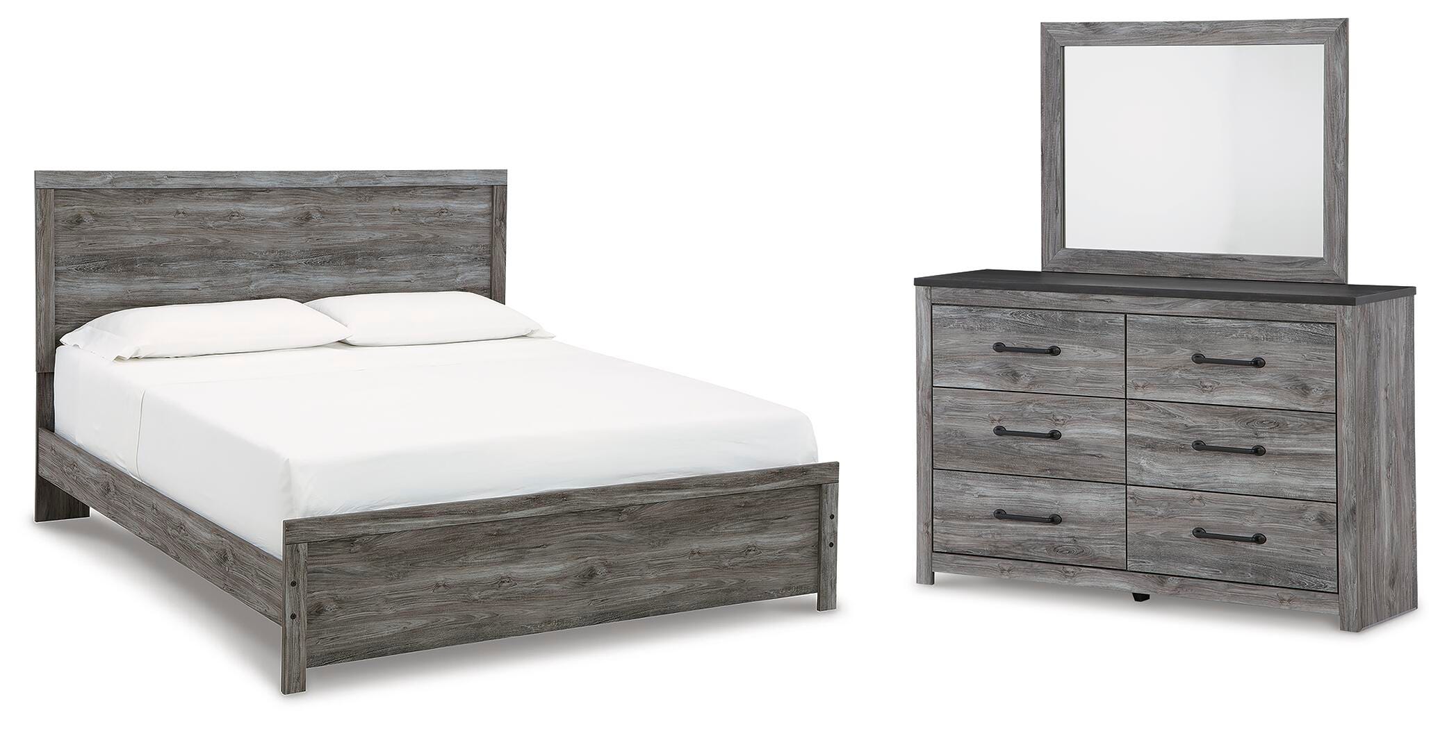 Click here for Bronyan King Panel Bed with Mirrored Dresser  Dark... prices
