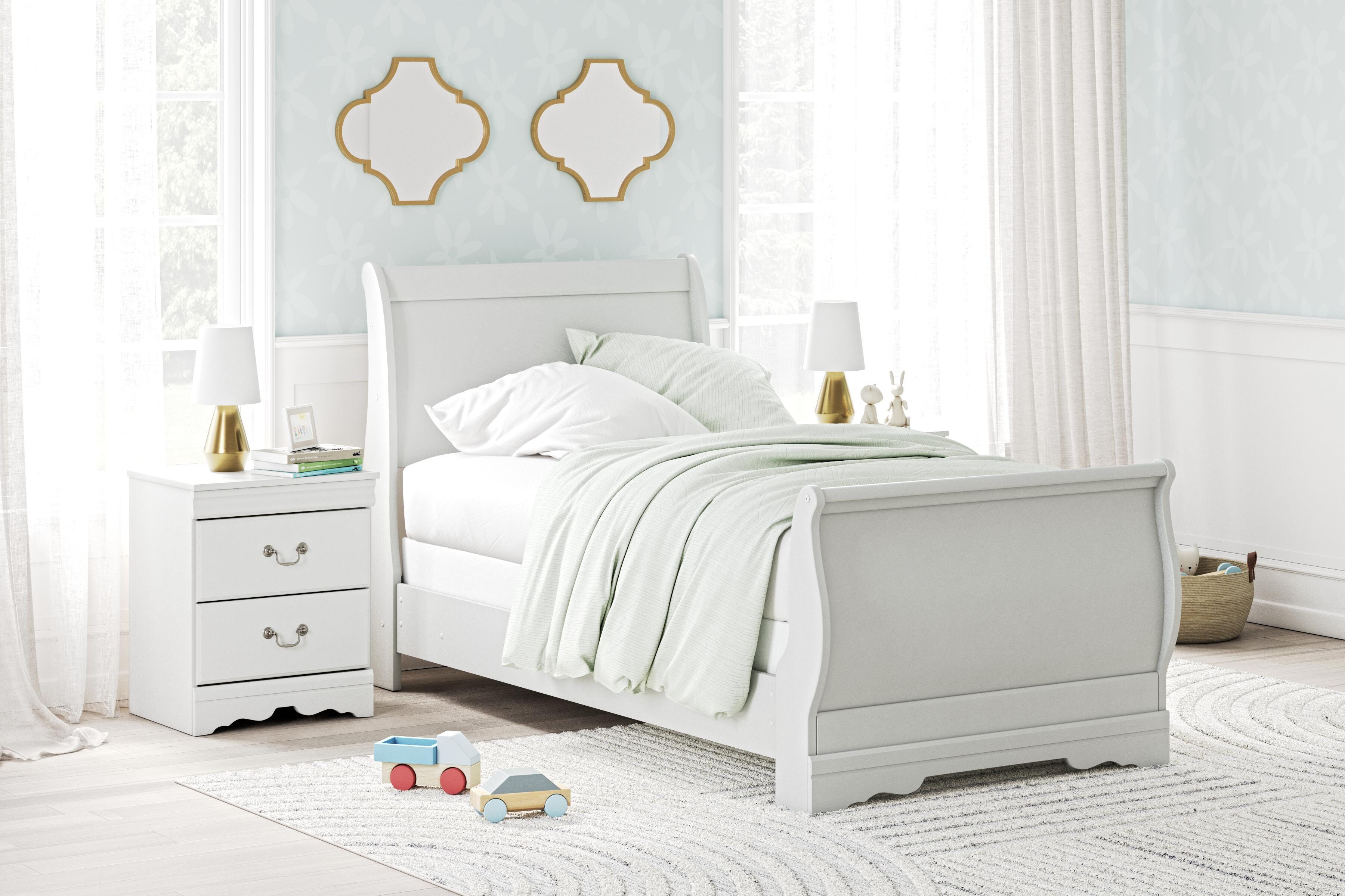 Click here for Anarasia Twin Sleigh Bed  White prices