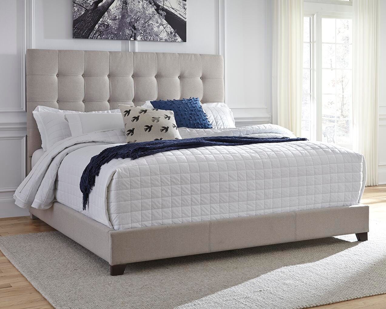 Click here for Dolante Queen Upholstered Bed with Square Button T... prices