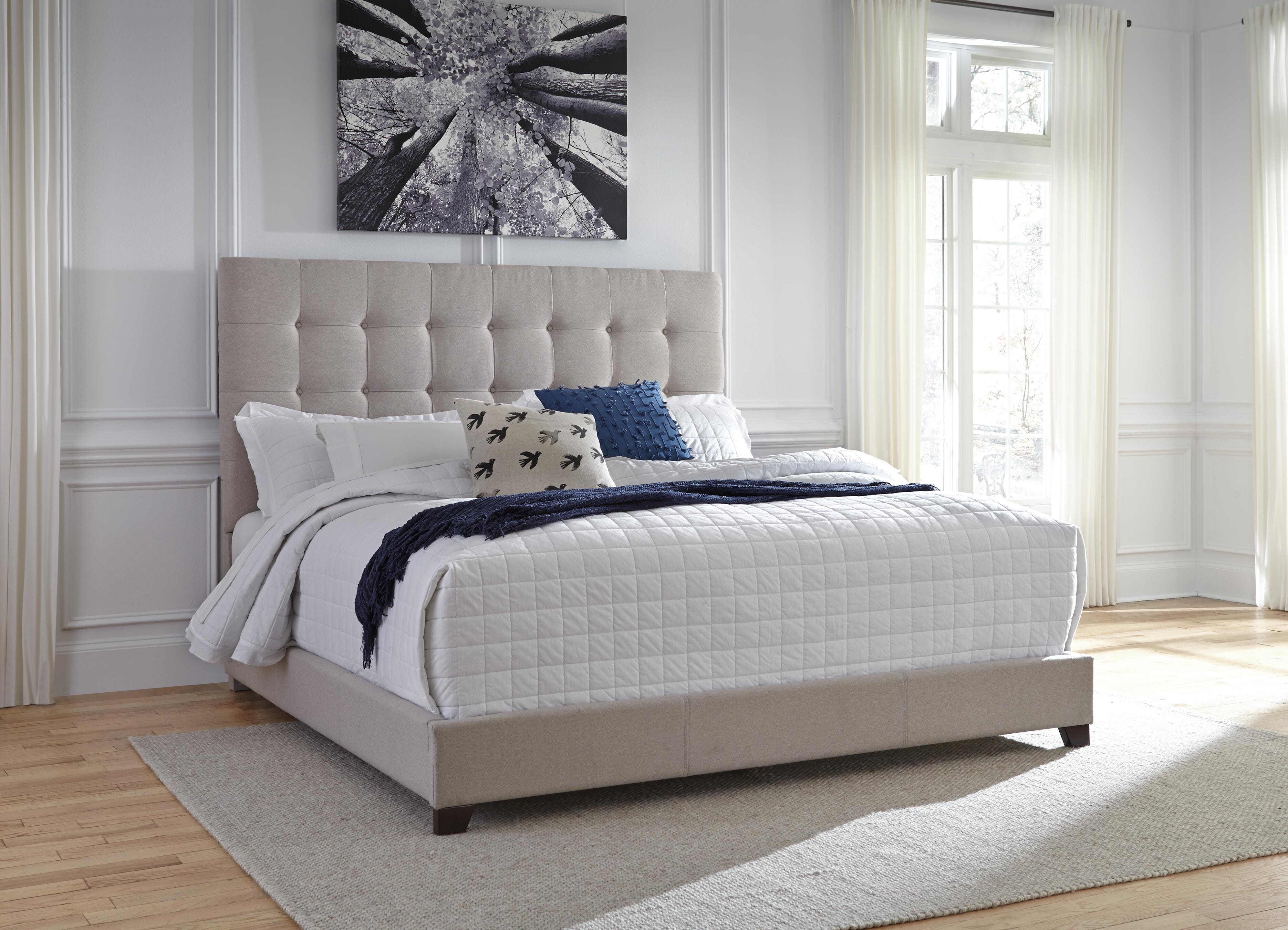 Click here for Dolante King Upholstered Bed with Square Button Tu... prices