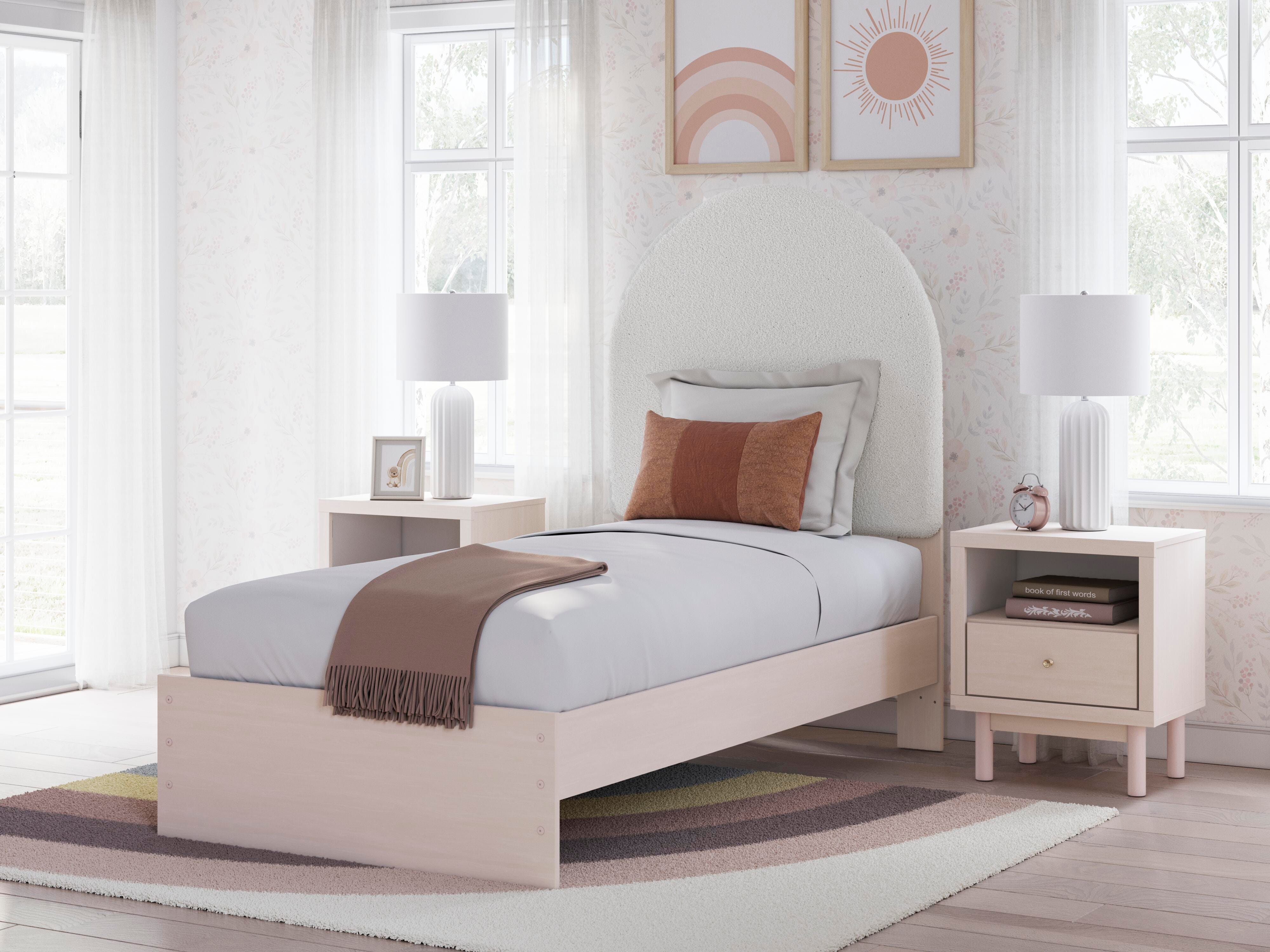 Click here for Wistenpine Twin Upholstered Panel Bed  Blush prices
