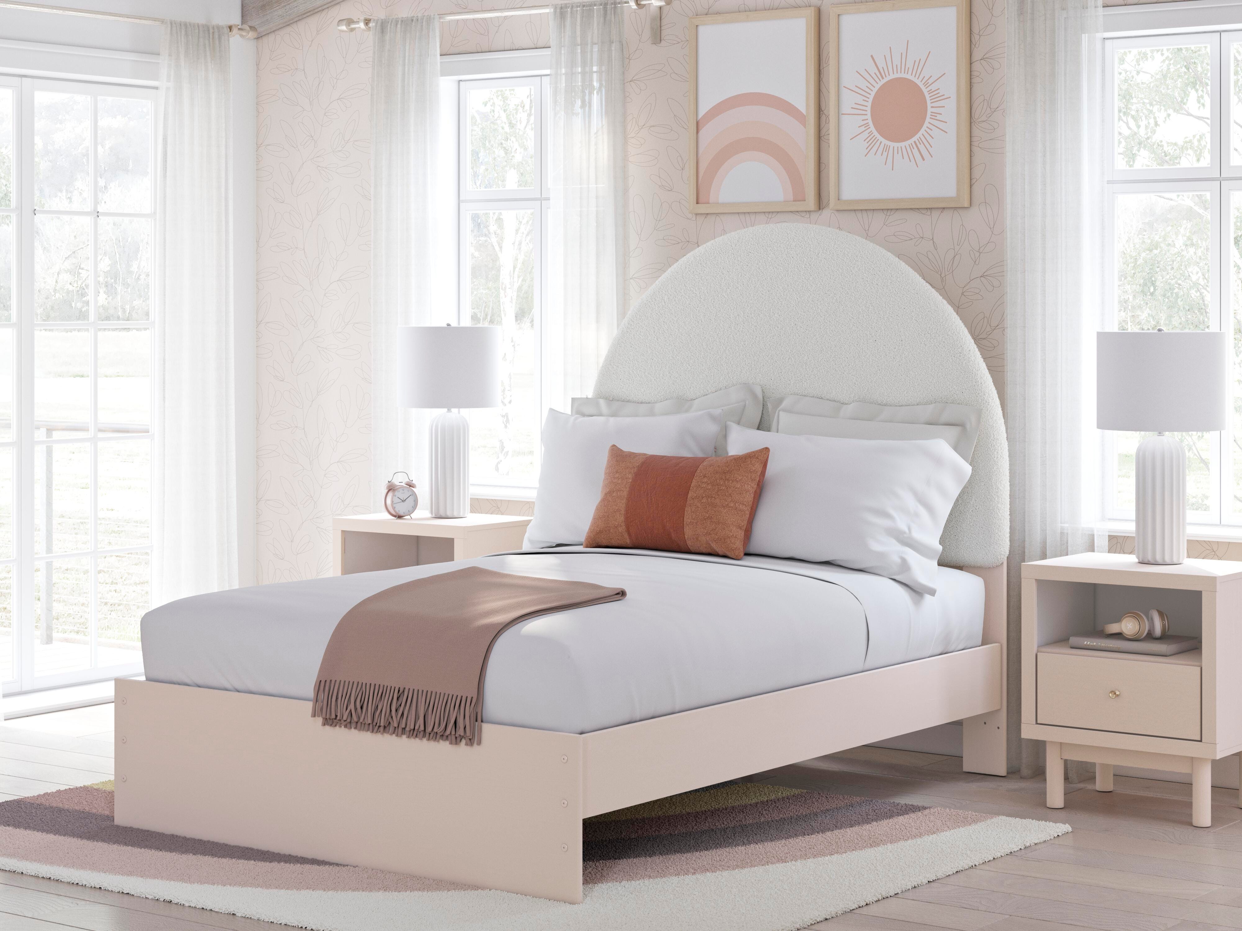 Click here for Wistenpine Full Upholstered Panel Bed  Blush prices
