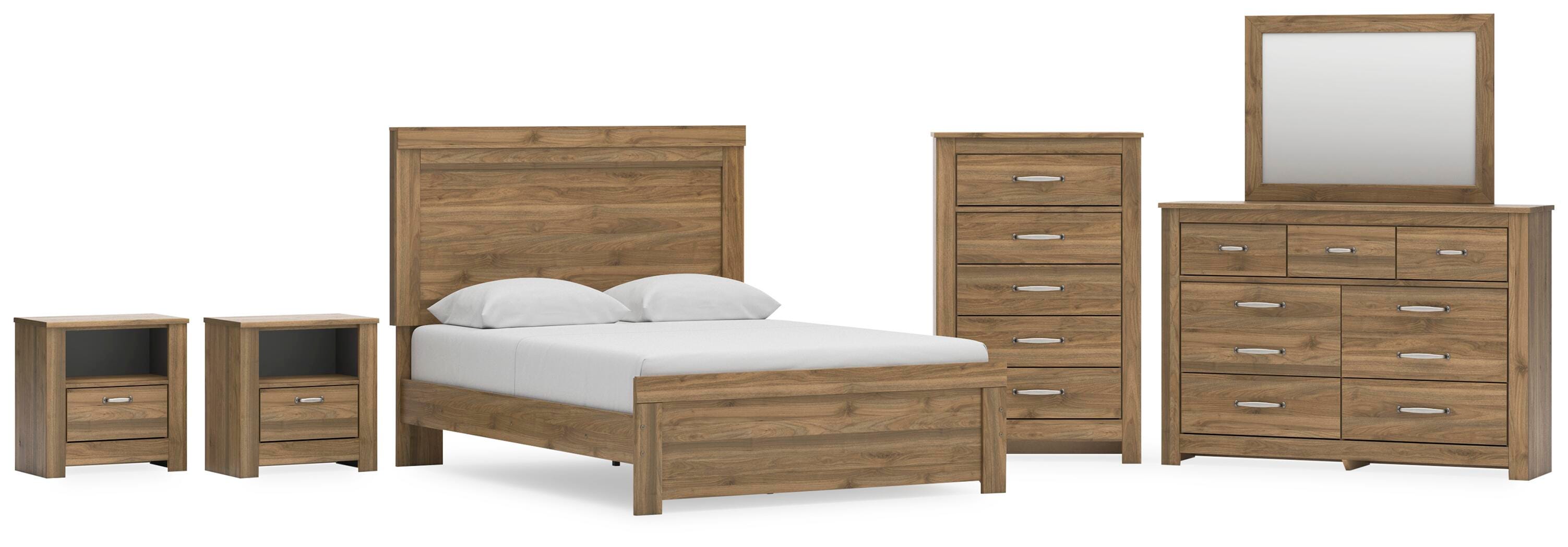 Click here for Zanbrook Queen Panel Bed with Mirrored Dresser  Ch... prices