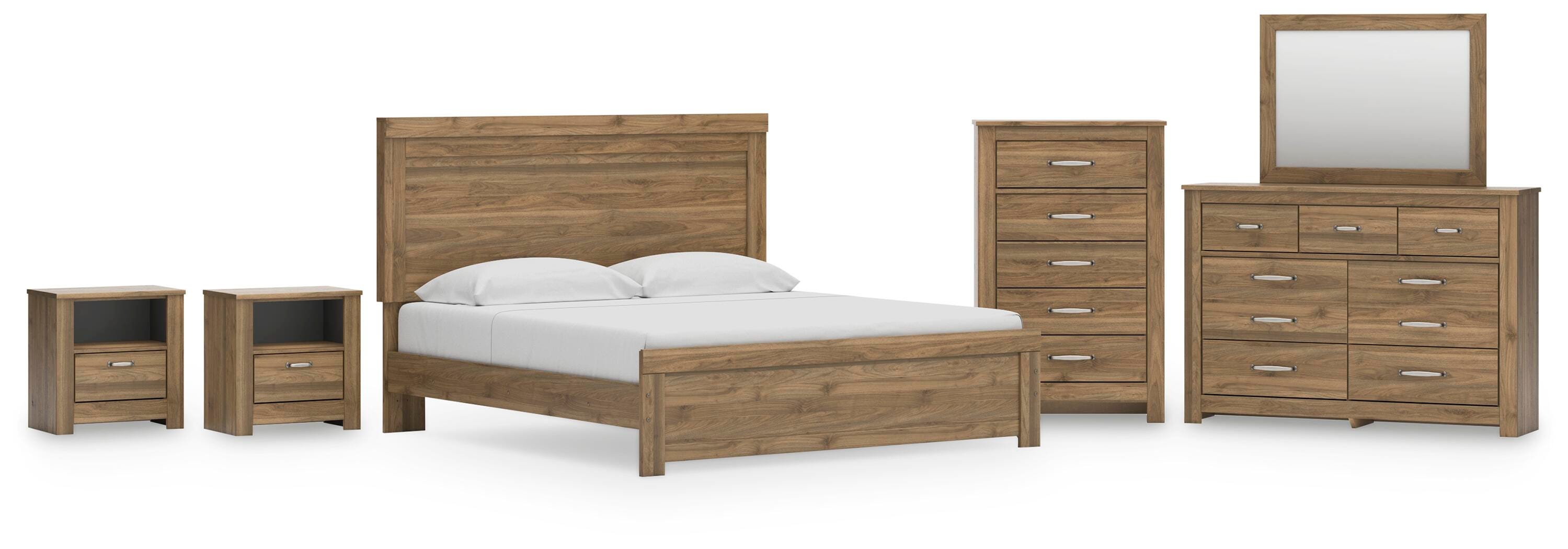Click here for Zanbrook King Panel Bed with Mirrored Dresser  Che... prices
