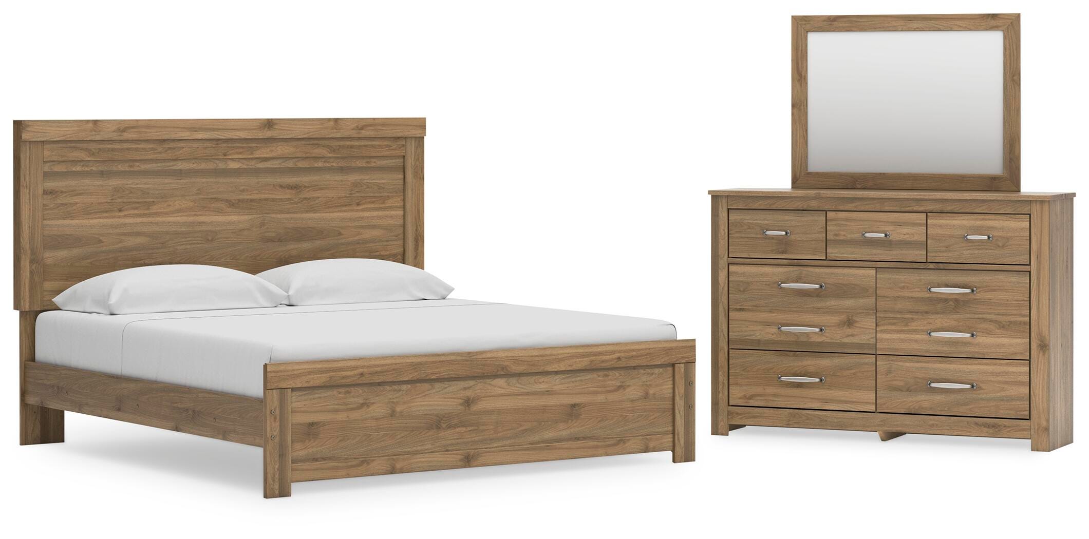 Click here for Zanbrook King Panel Bed with Mirrored Dresser  Bro... prices