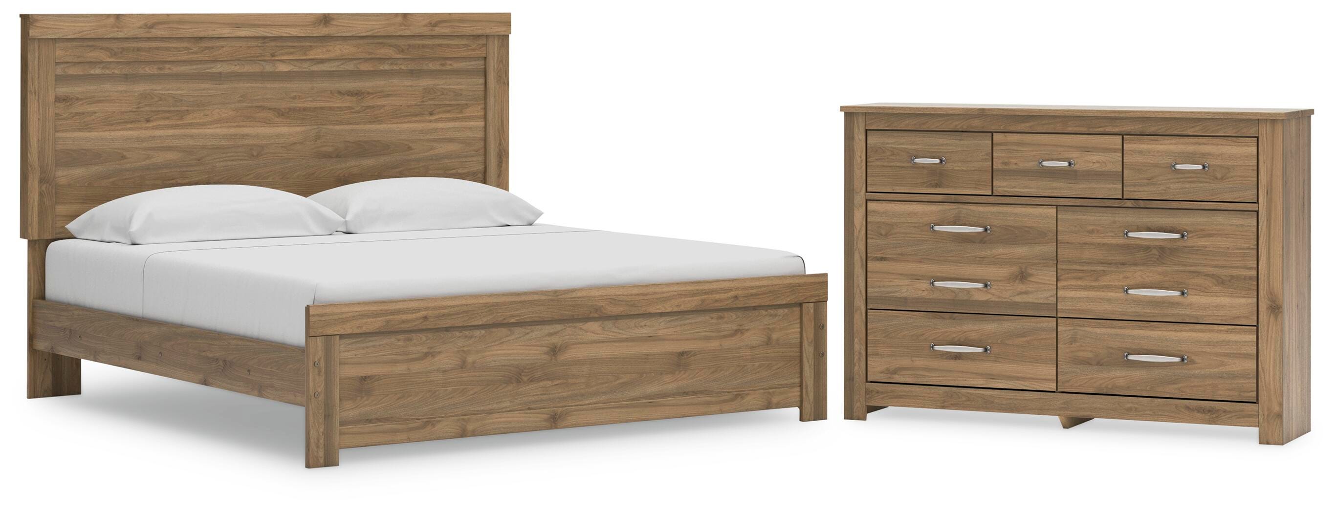 Click here for Zanbrook King Panel Bed with Dresser  Brown prices