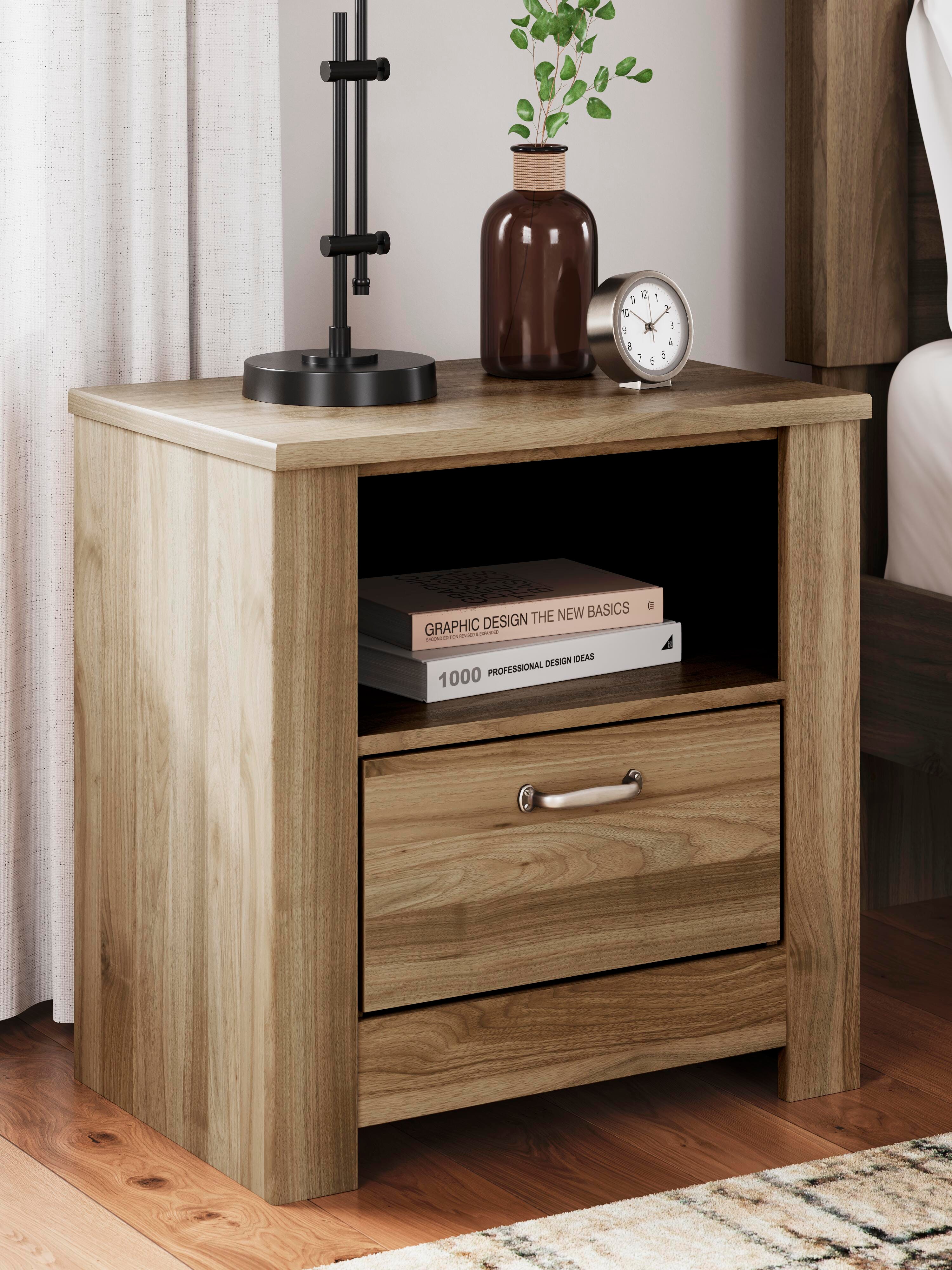 Click here for Zanbrook 23 1 Drawer Charging Nightstand  Brown prices