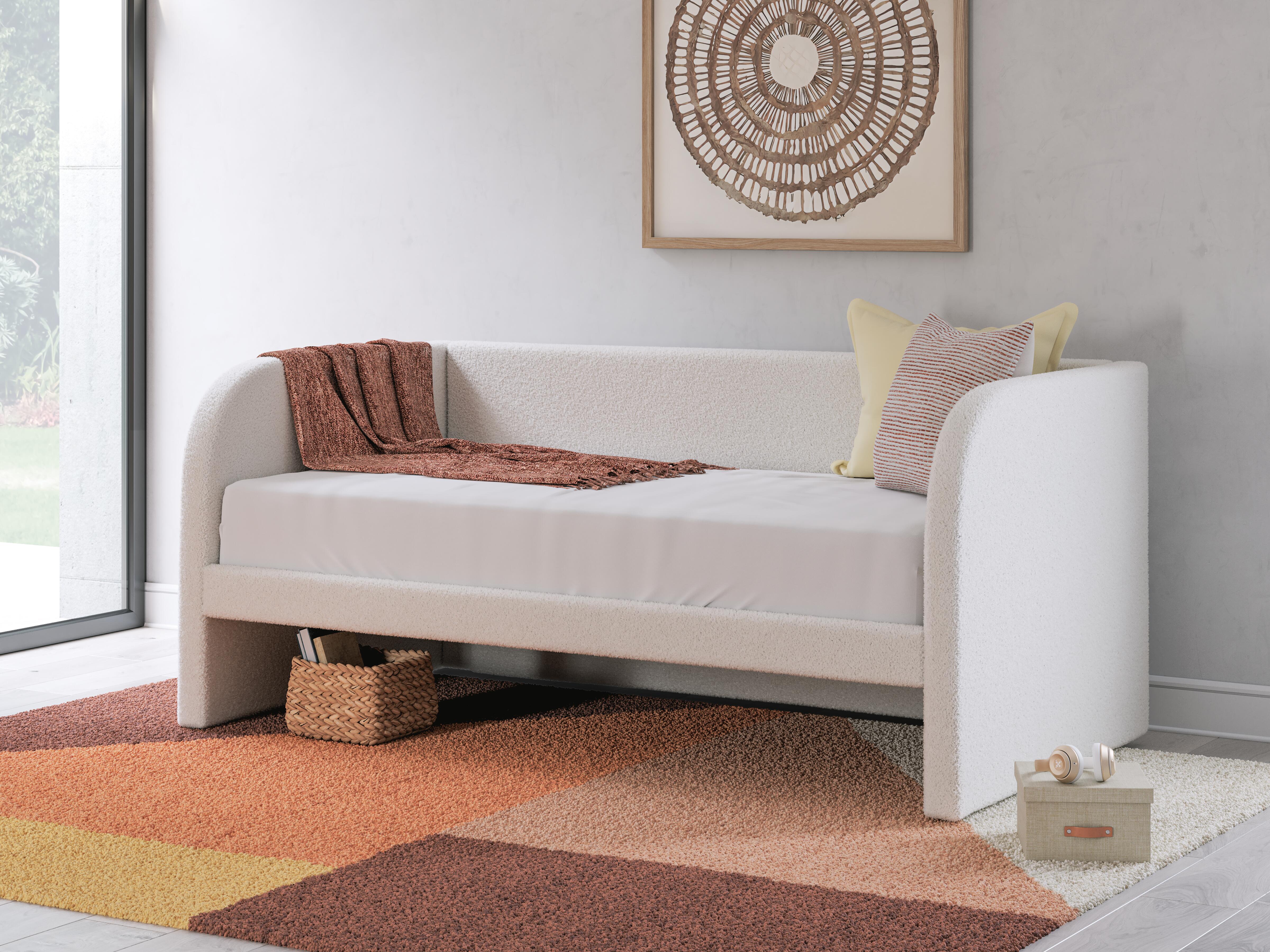 Click here for Shapella Twin Upholstered Day Bed  Tan/White prices