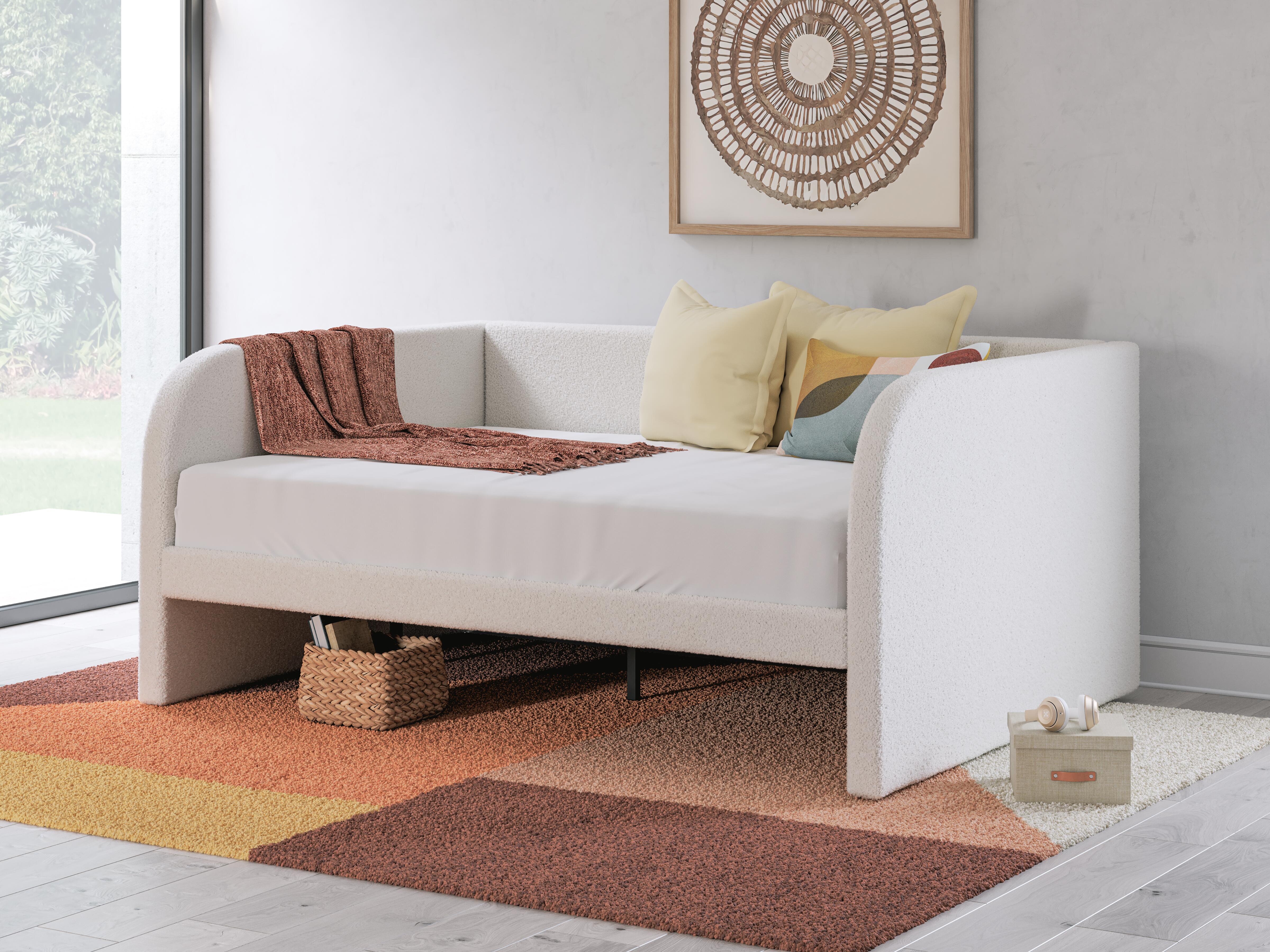 Click here for Shapella Full Upholstered Day Bed  Tan/White prices