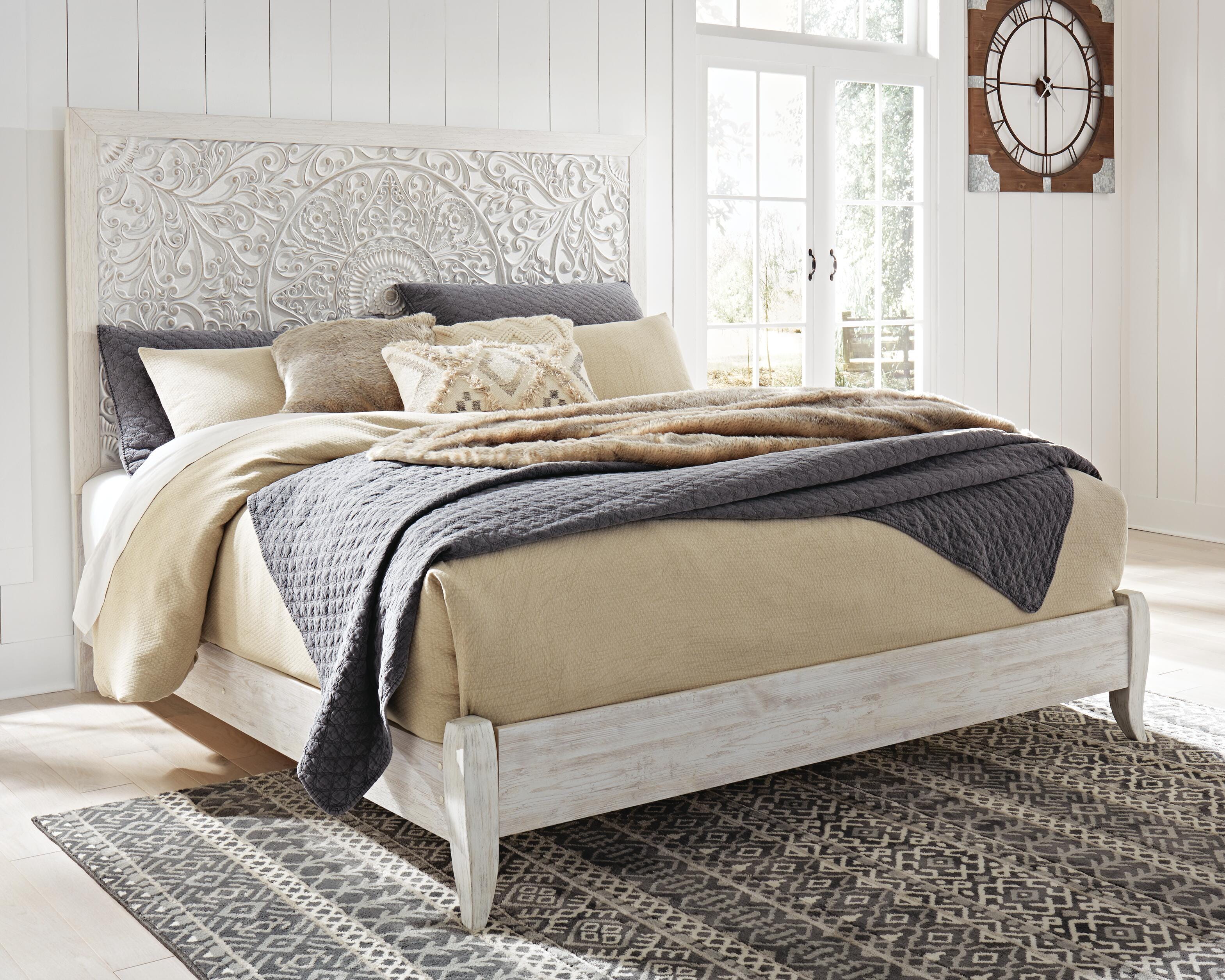 Click here for Paxberry King Panel Bed  Whitewash prices