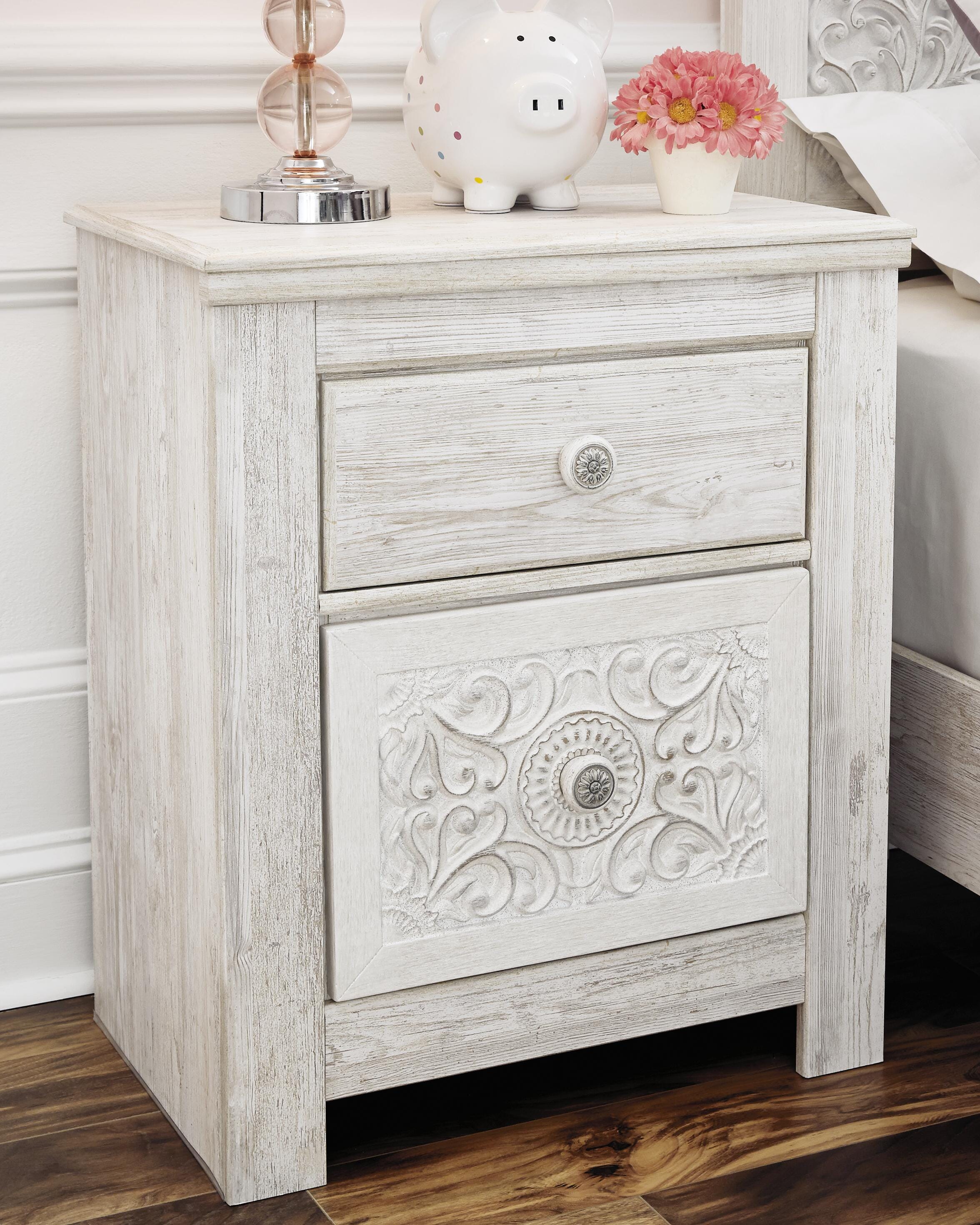 Click here for Paxberry 25 2 Drawer Charging Nightstand  Whitewas... prices