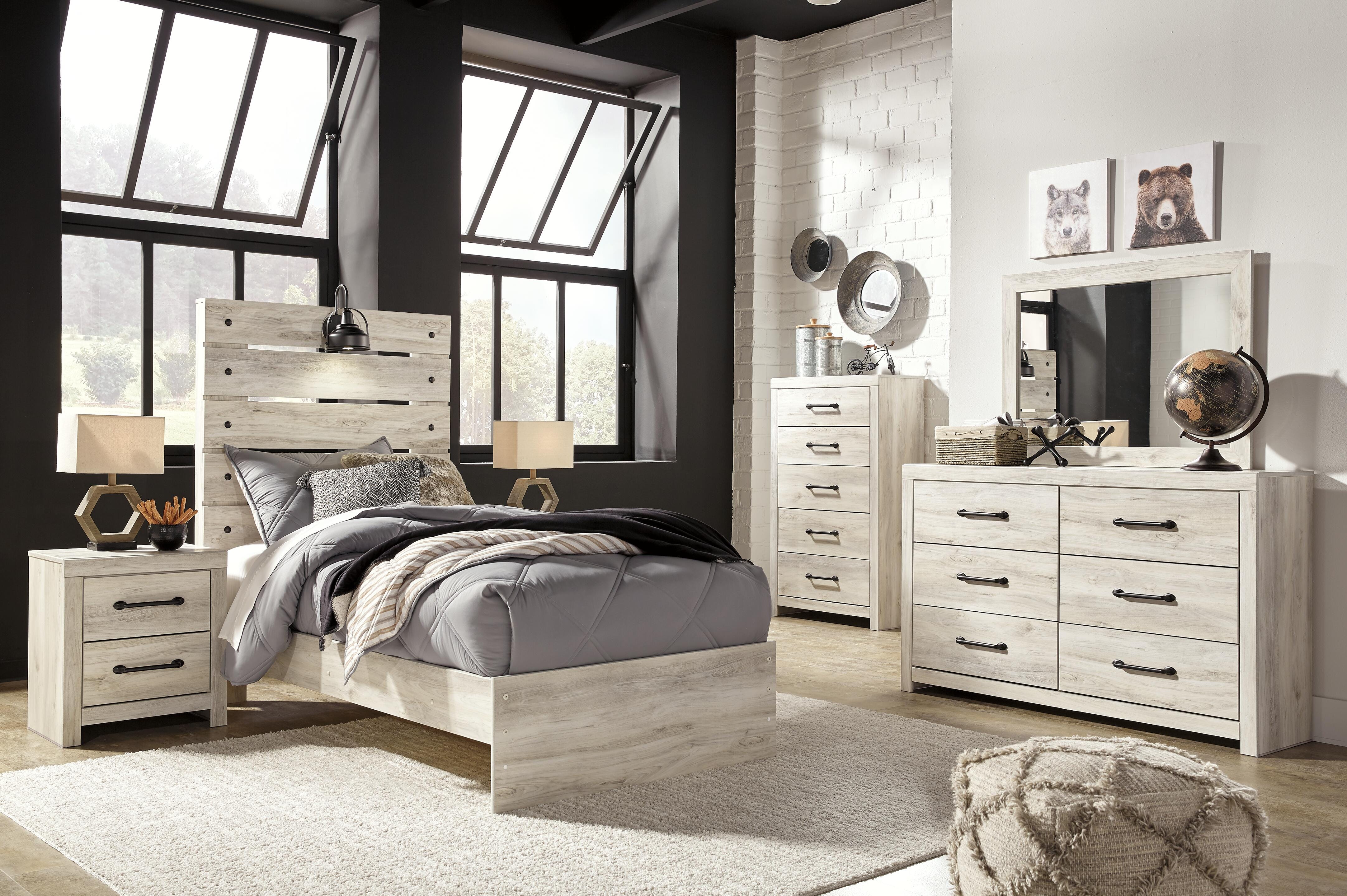 Click here for Cambeck Twin Panel Bed with Mirrored Dresser  Ches... prices