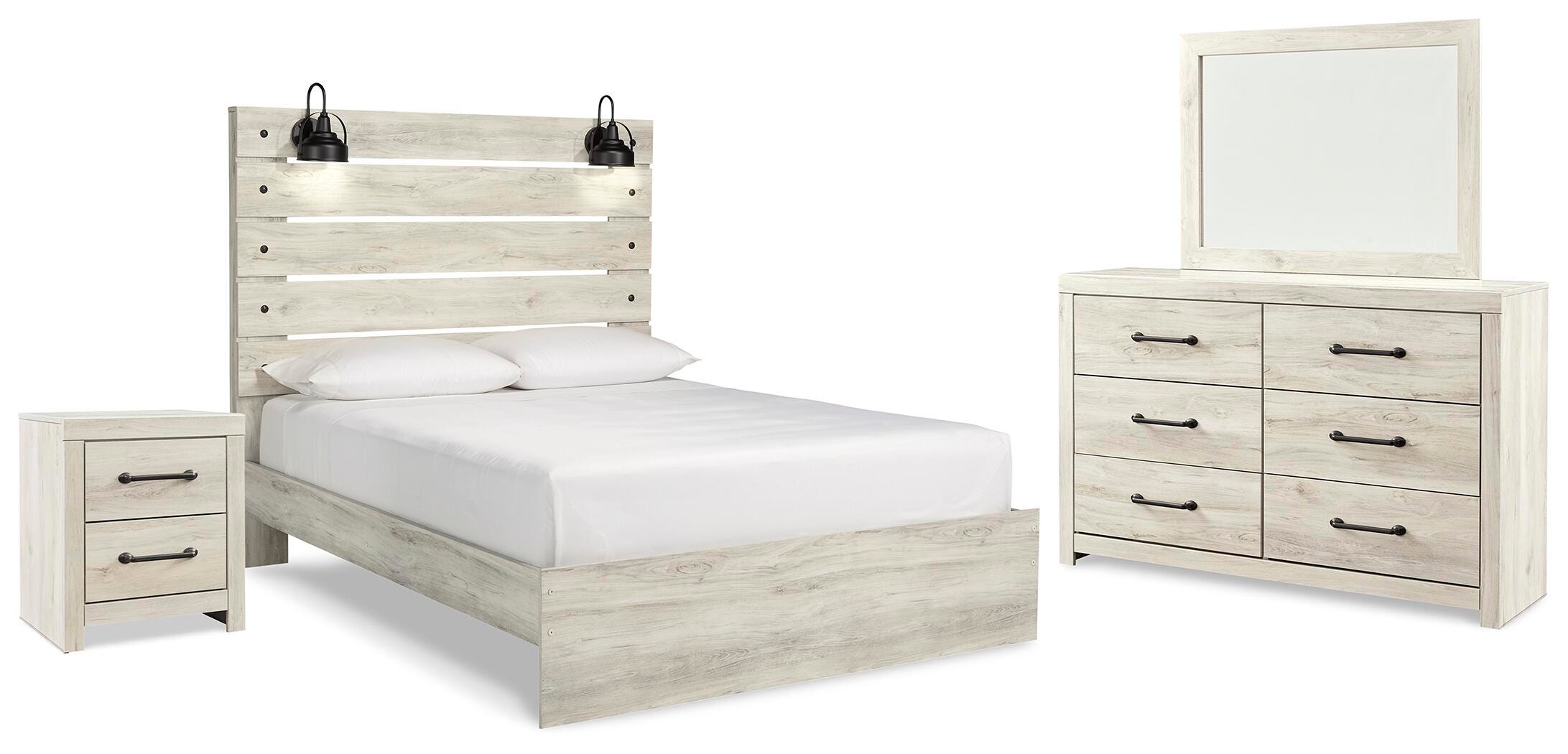 Click here for Cambeck Queen Panel Bed with Mirrored Dresser and... prices