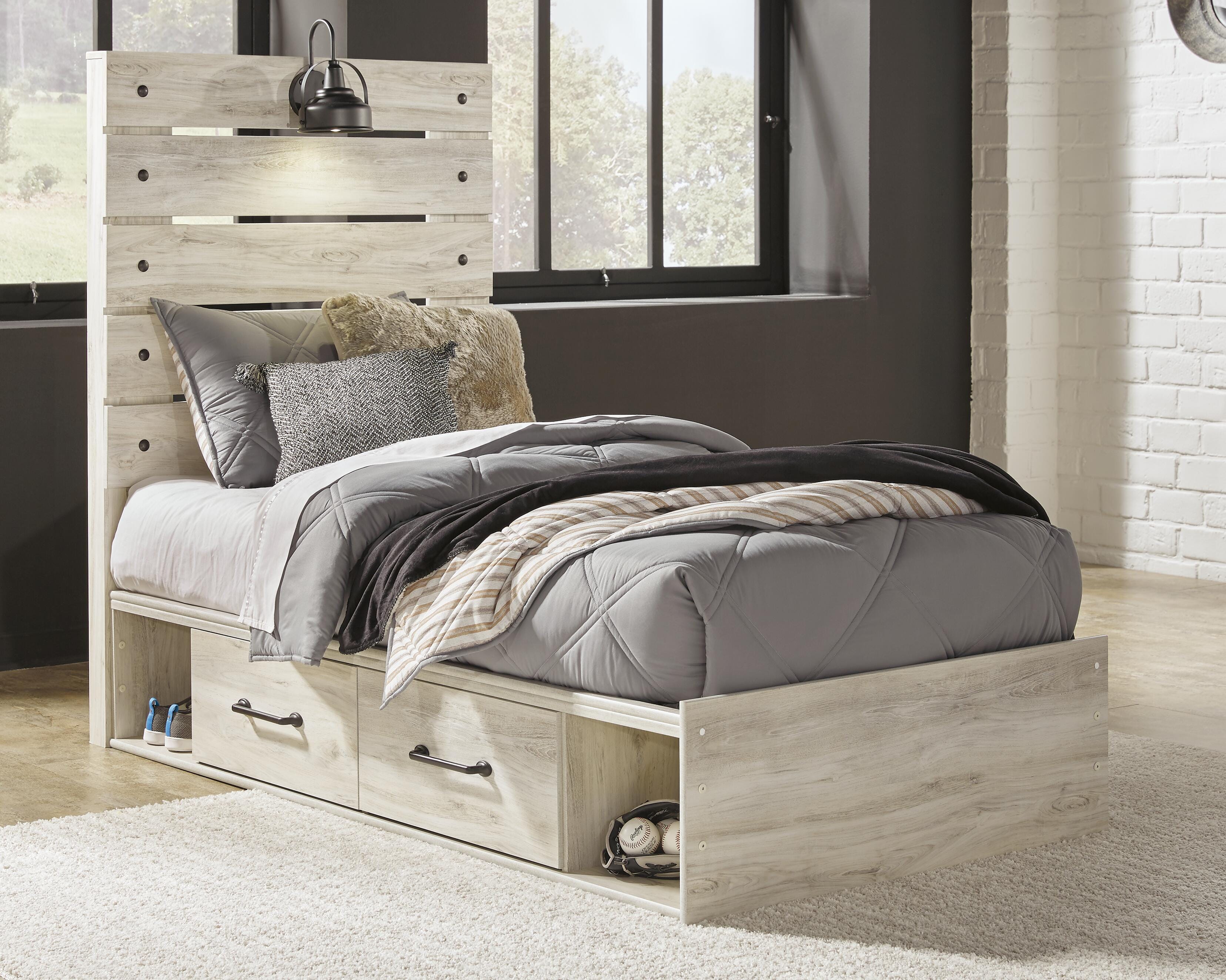 Click here for Cambeck Twin Panel Bed with 2 Storage Drawers and... prices