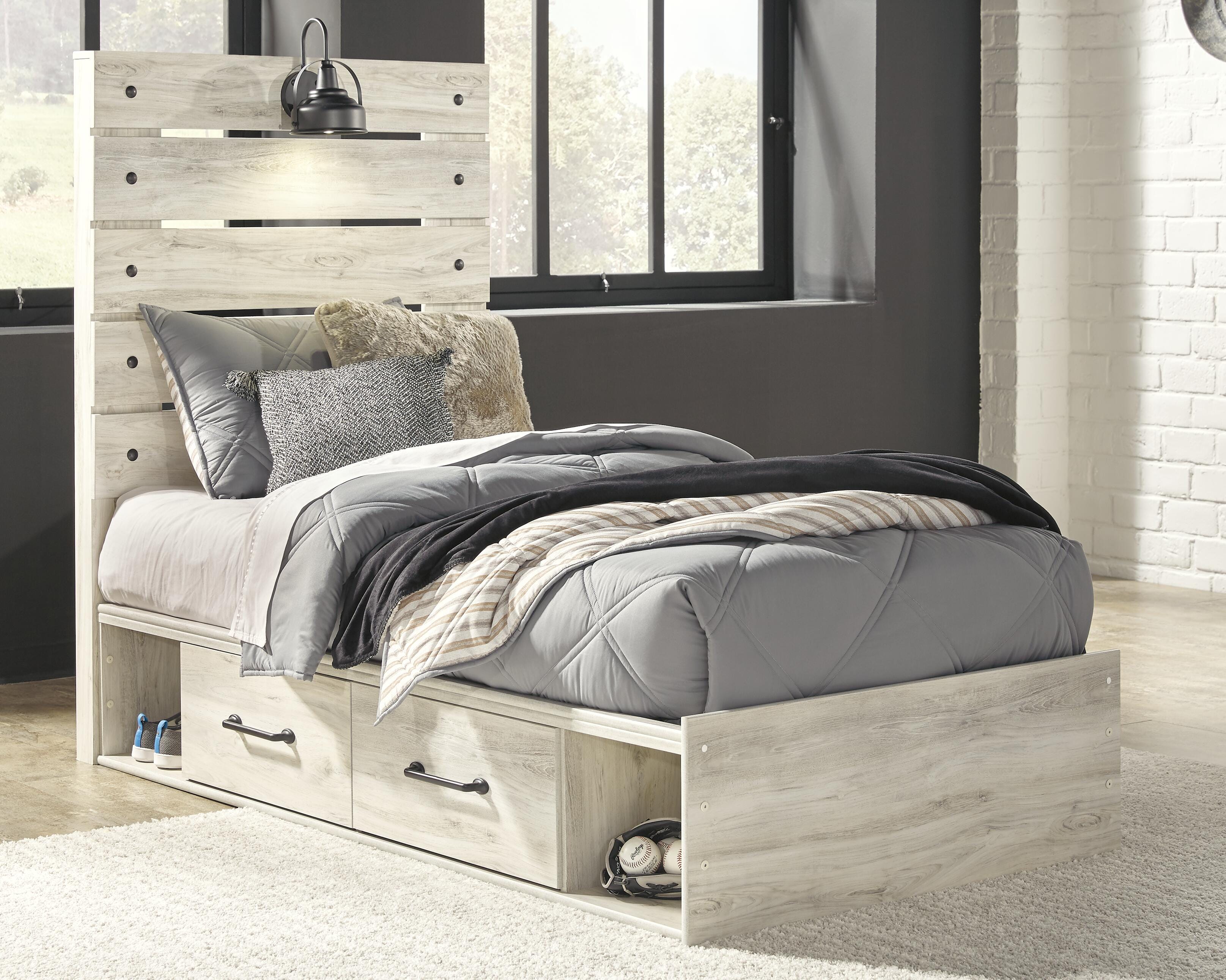 Click here for Cambeck Twin Panel Bed with 4 Storage Drawers and... prices