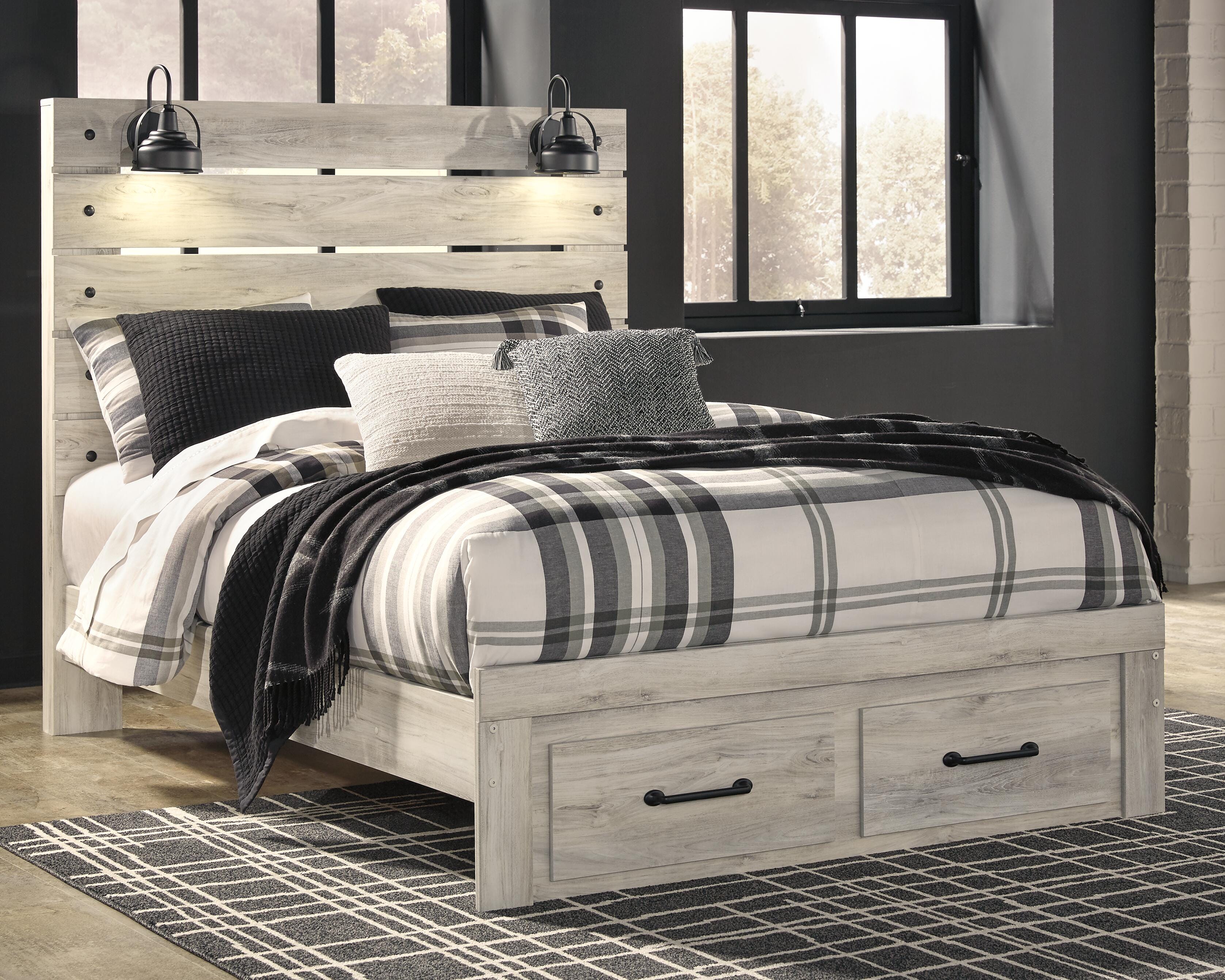 Click here for Cambeck Queen Panel Bed with 2 Storage Drawers  Wh... prices