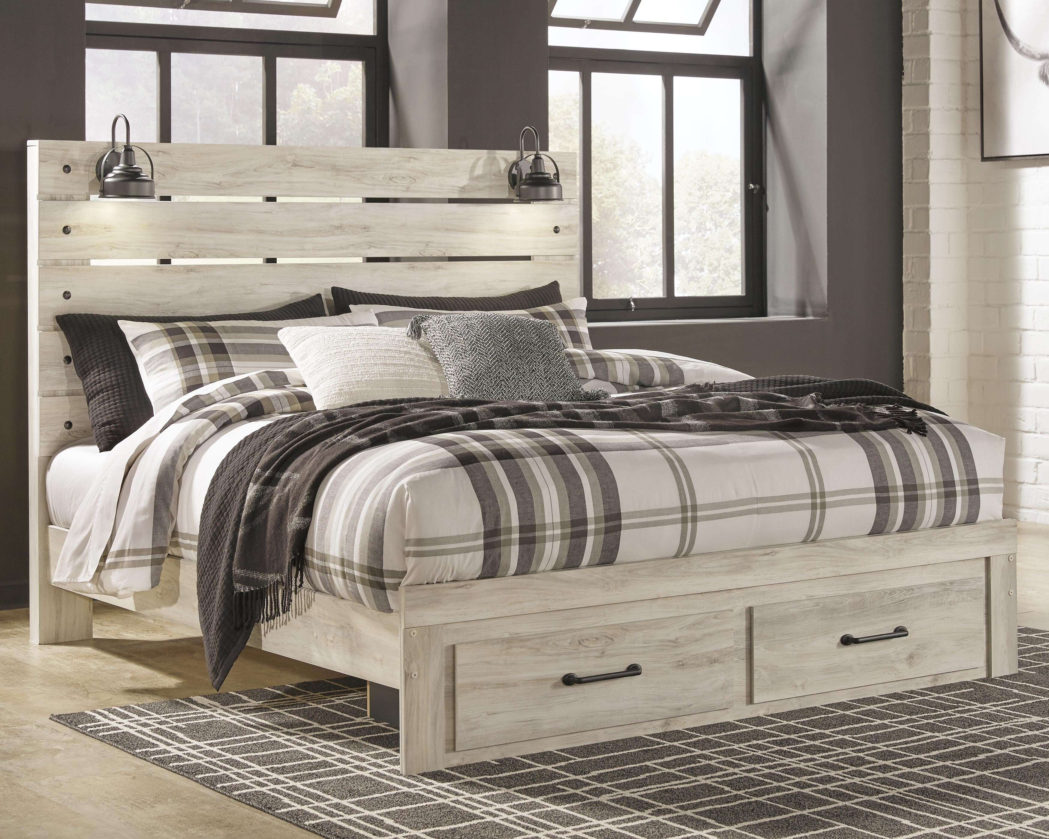 Click here for Cambeck King Panel Bed with 2 Storage Drawers  Whi... prices