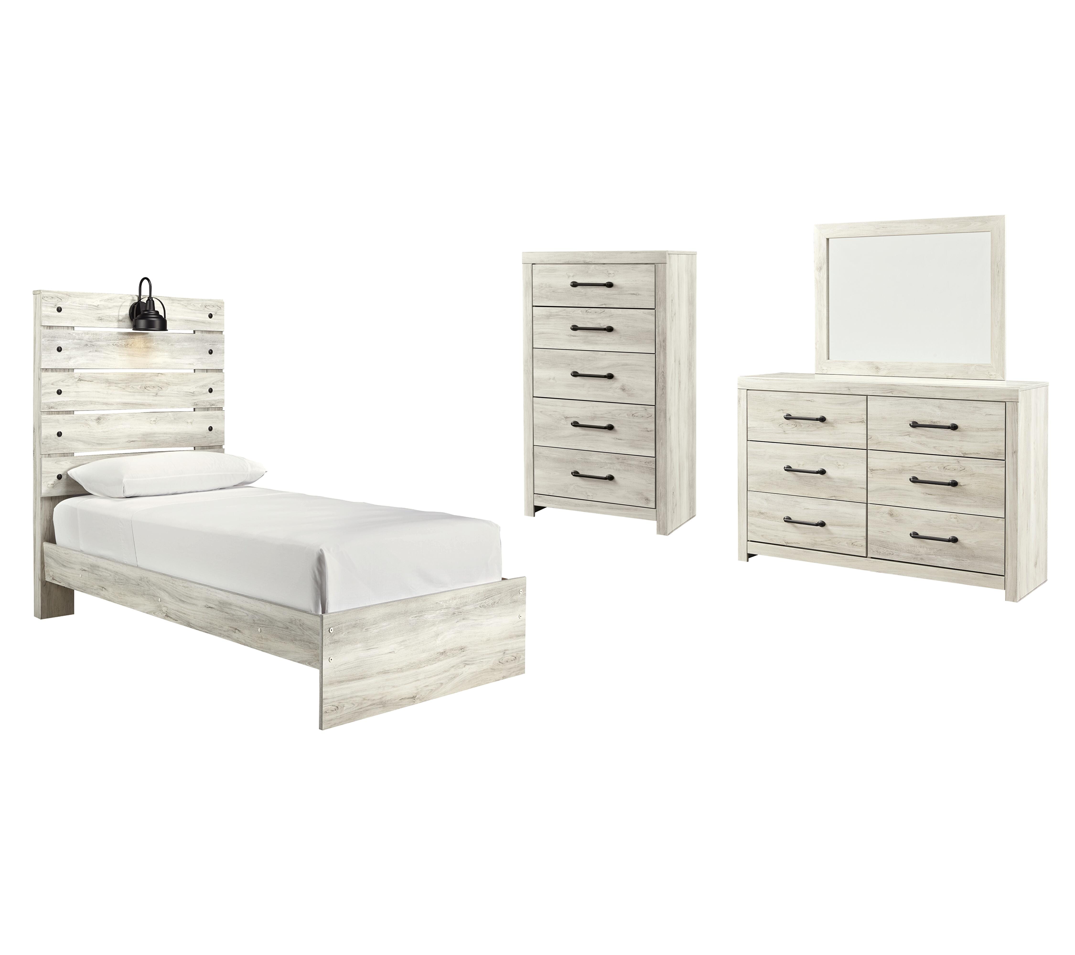 Click here for Cambeck Twin Panel Bed with Mirrored Dresser and C... prices