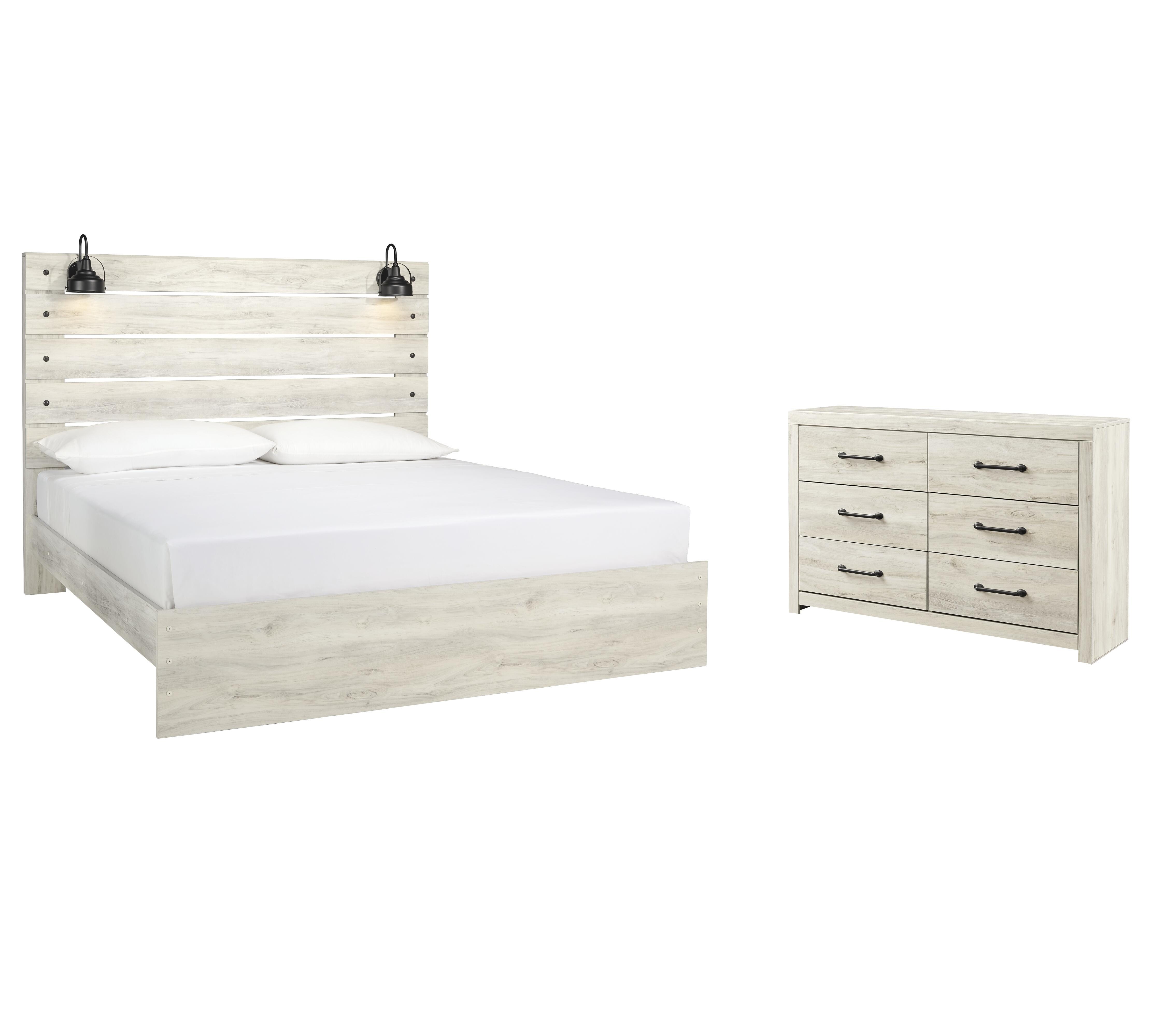 Click here for Cambeck King Panel Bed with Dresser  Whitewash prices